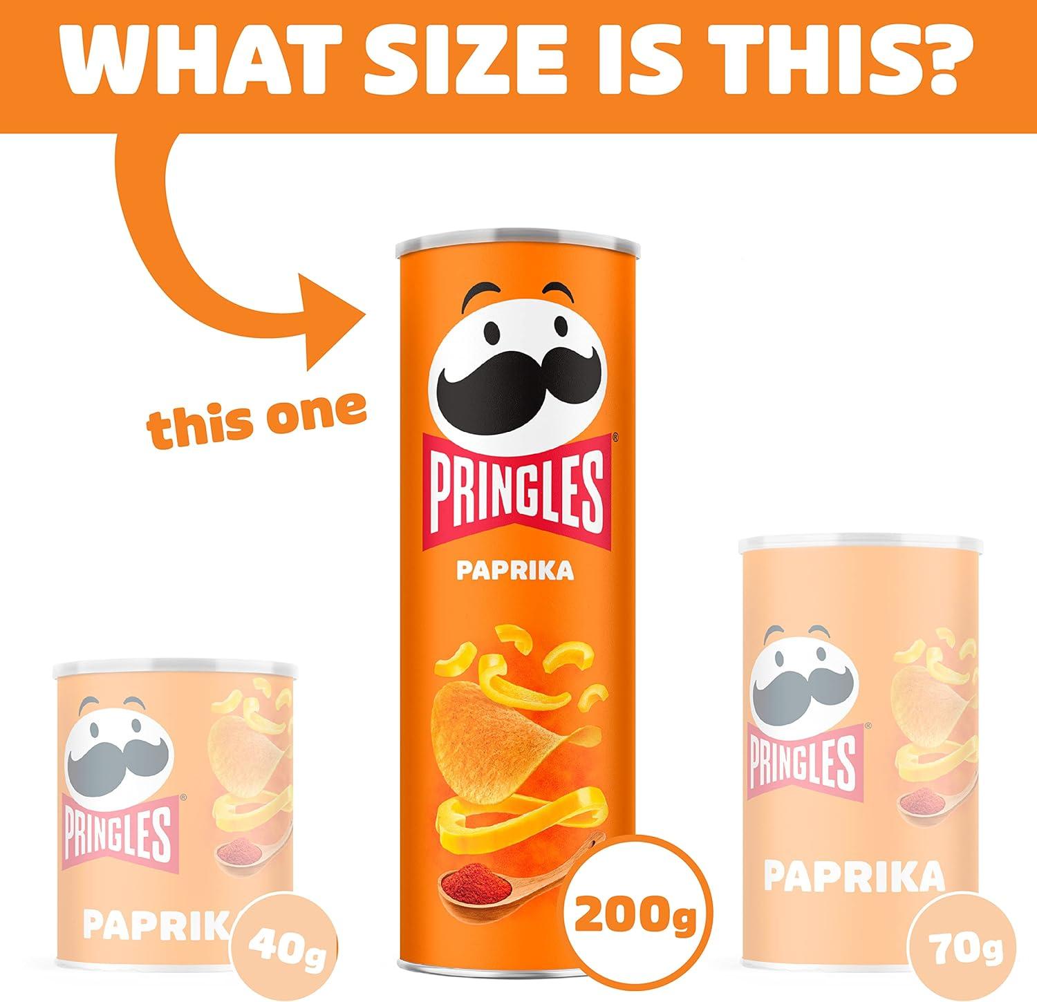 Pringles Paprika Crisps Can 200g - Bold and Flavorful Paprika Chips (1 ...