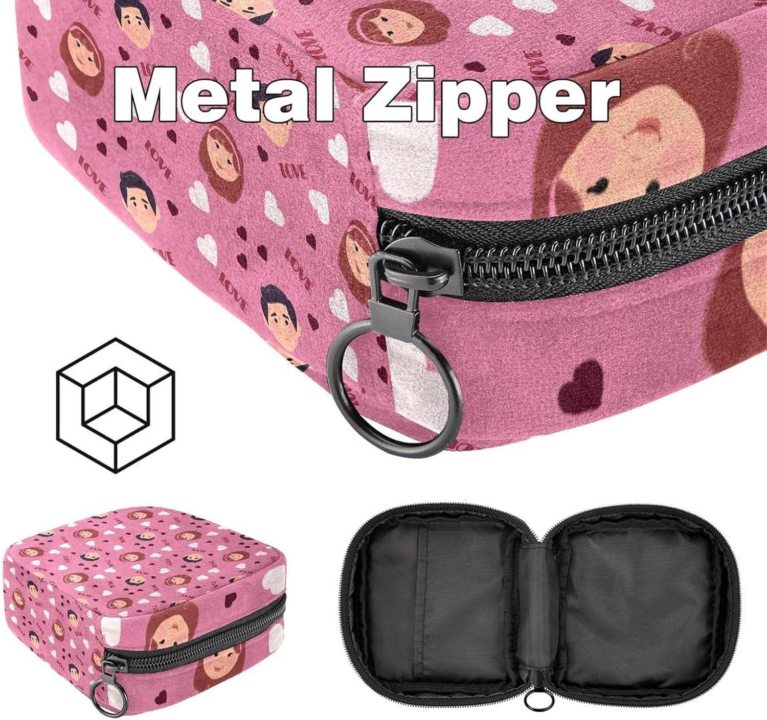 Pink Cartoon Girl Heart Pattern Storage Bag Portable Menstrual Cup ...