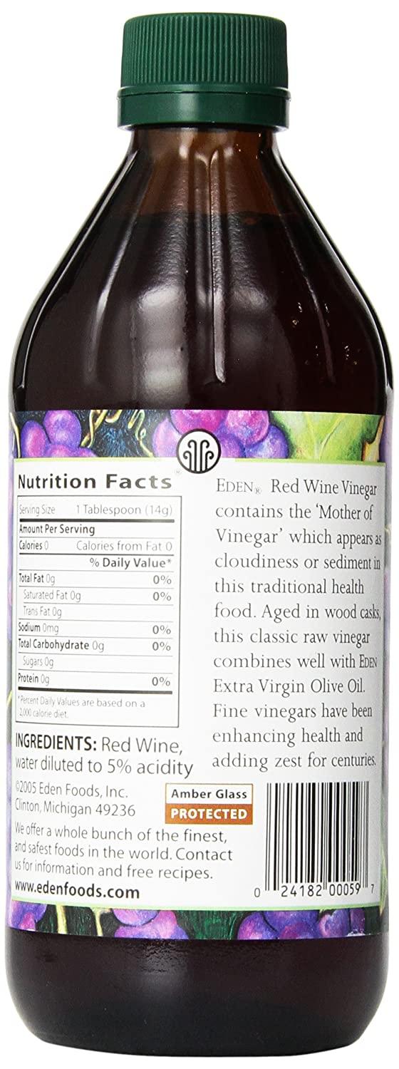 Eden Organic Red Wine Vinegar 16 fl oz â€“ Raw & Natural Amber Glass ...