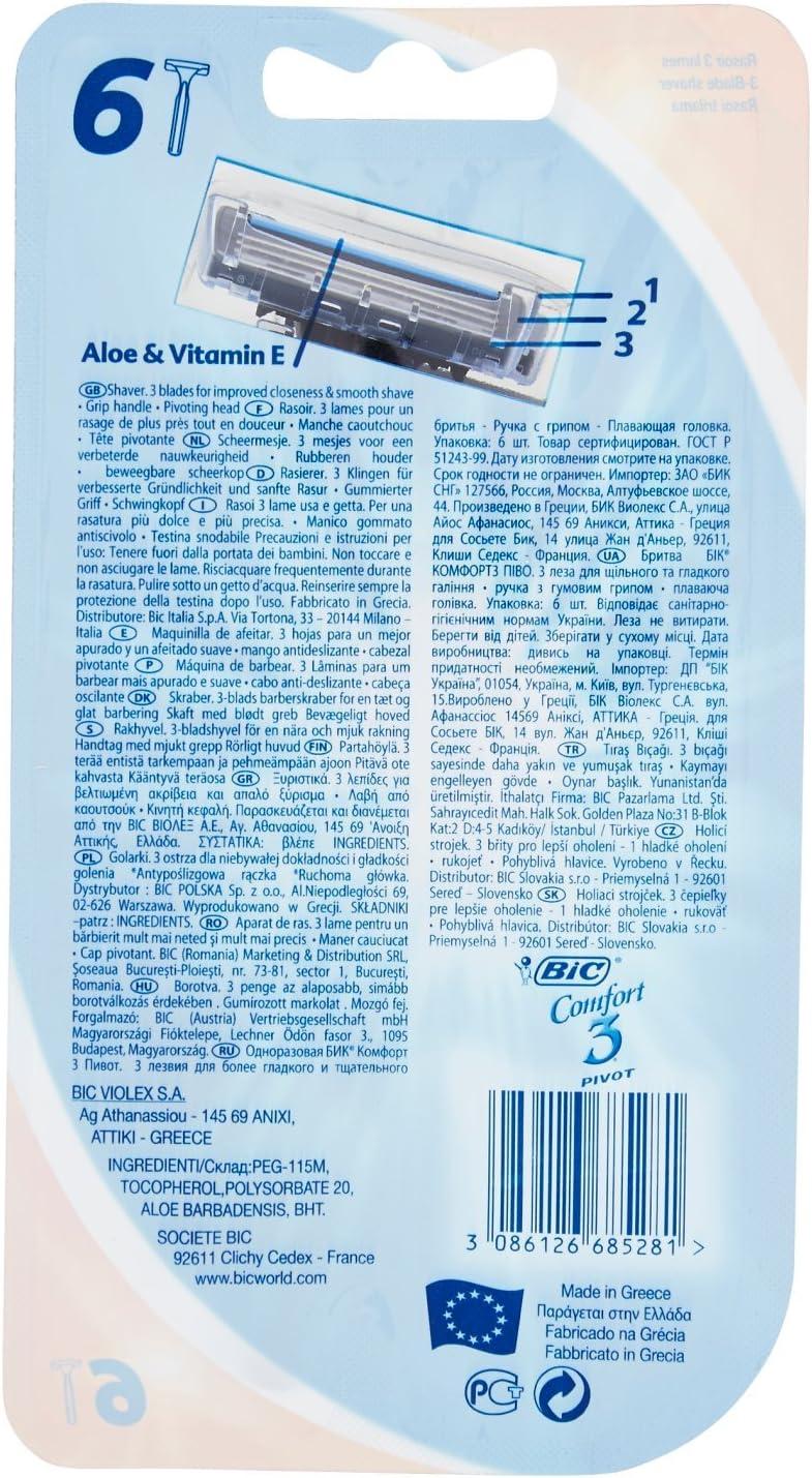 Buy BIC Comfort 3 Pivot Razor - 6 Disposable Blades for a Smooth Shave ...