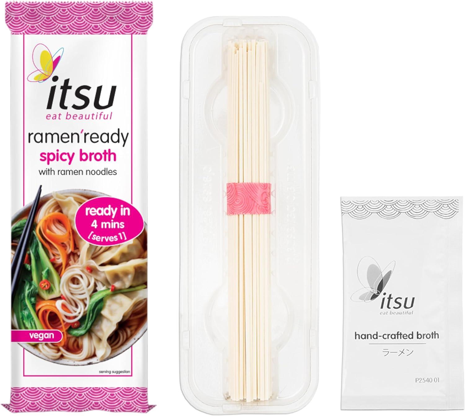 itsu ramen ready spicy broth - ribbon tied ramen noodles multipack with spicy broth (6 Pack x ...