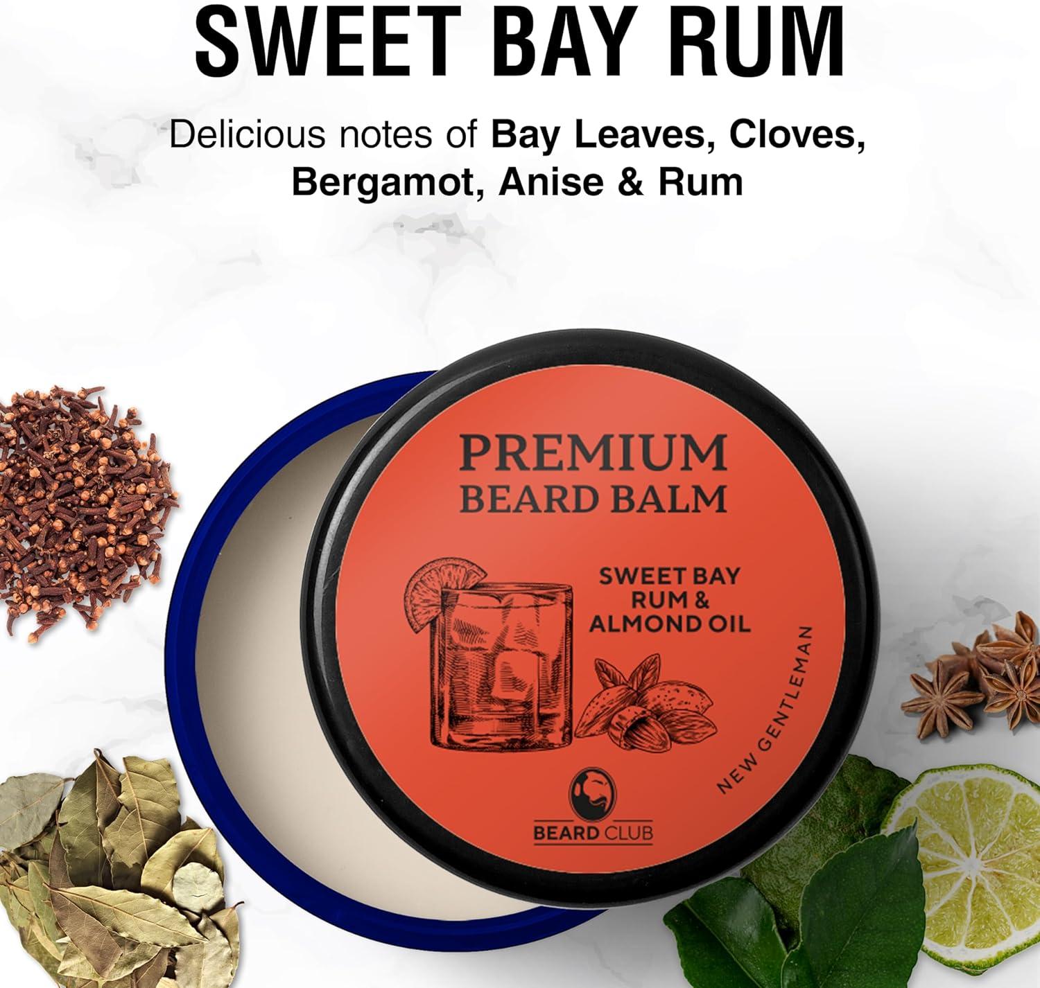 Beard Club Sweet Bay Rum Beard Balm for Men - Premium Natural ...