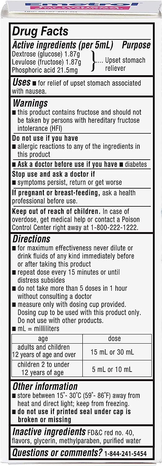 Emetrol Non-Drowsy Nausea Relief | Pharmacist-Recommended Cherry Flavor ...