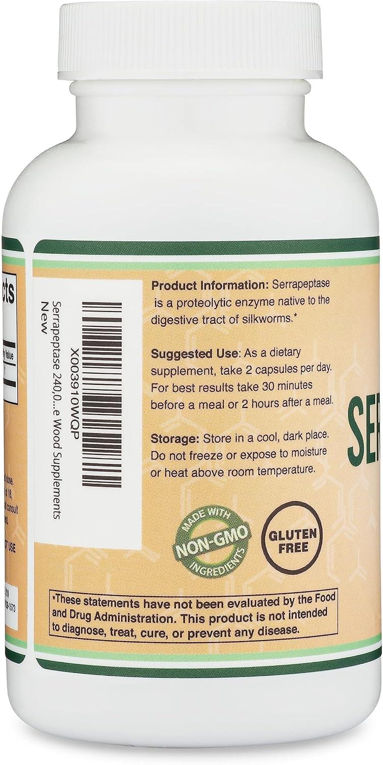 Serrapeptase 240,000 SPU Max Potency (120 Vegan Capsules) for Sinus ...