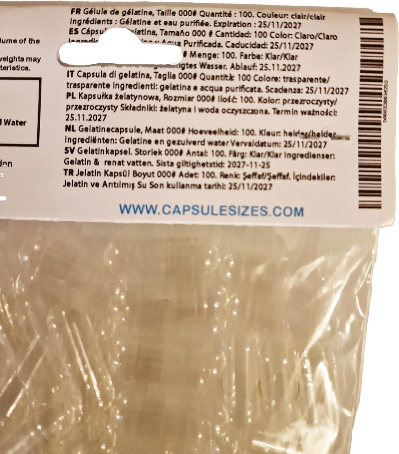 100 Count Size 000 Clear Empty Gelatin Capsules - Clear/Clear | Buy Now ...