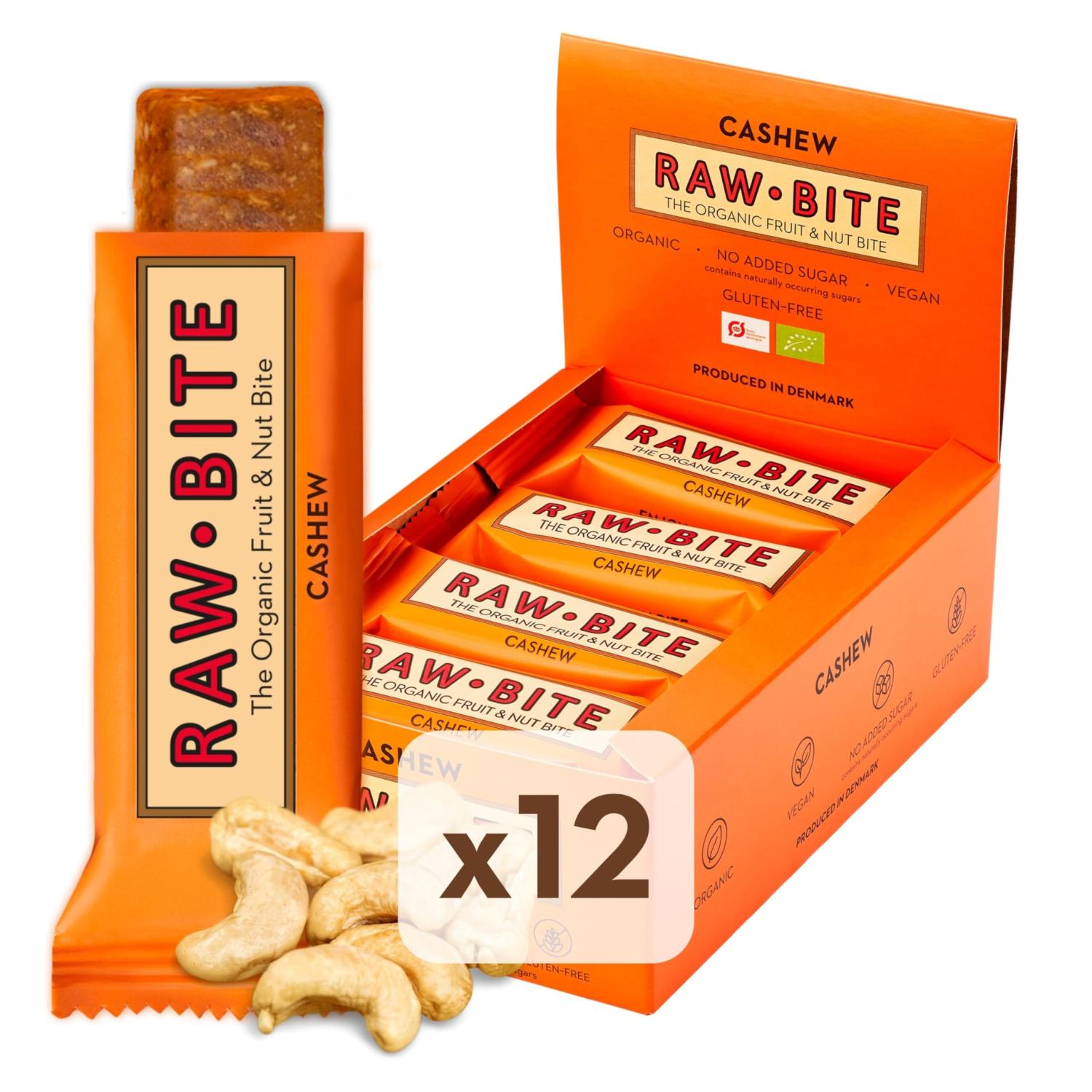 Rawbite Cashew Bars - 12 Soft Bio Nut Bars | Vegan Gluten-Free Lactose-Free | 12g Protein ...