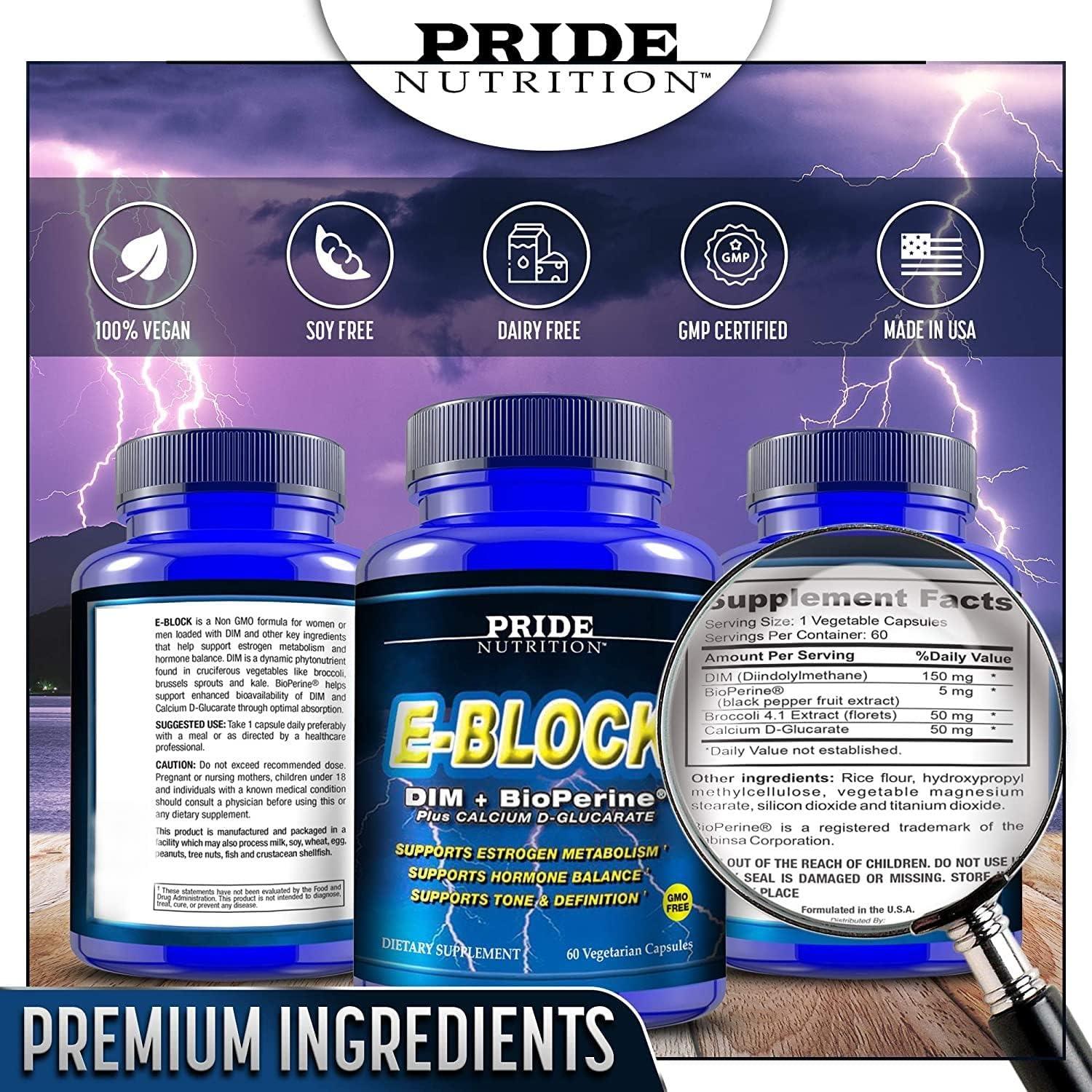 Pride Nutrition E-Block Estrogen Blocker 60 Capsules - Hormone Balance ...