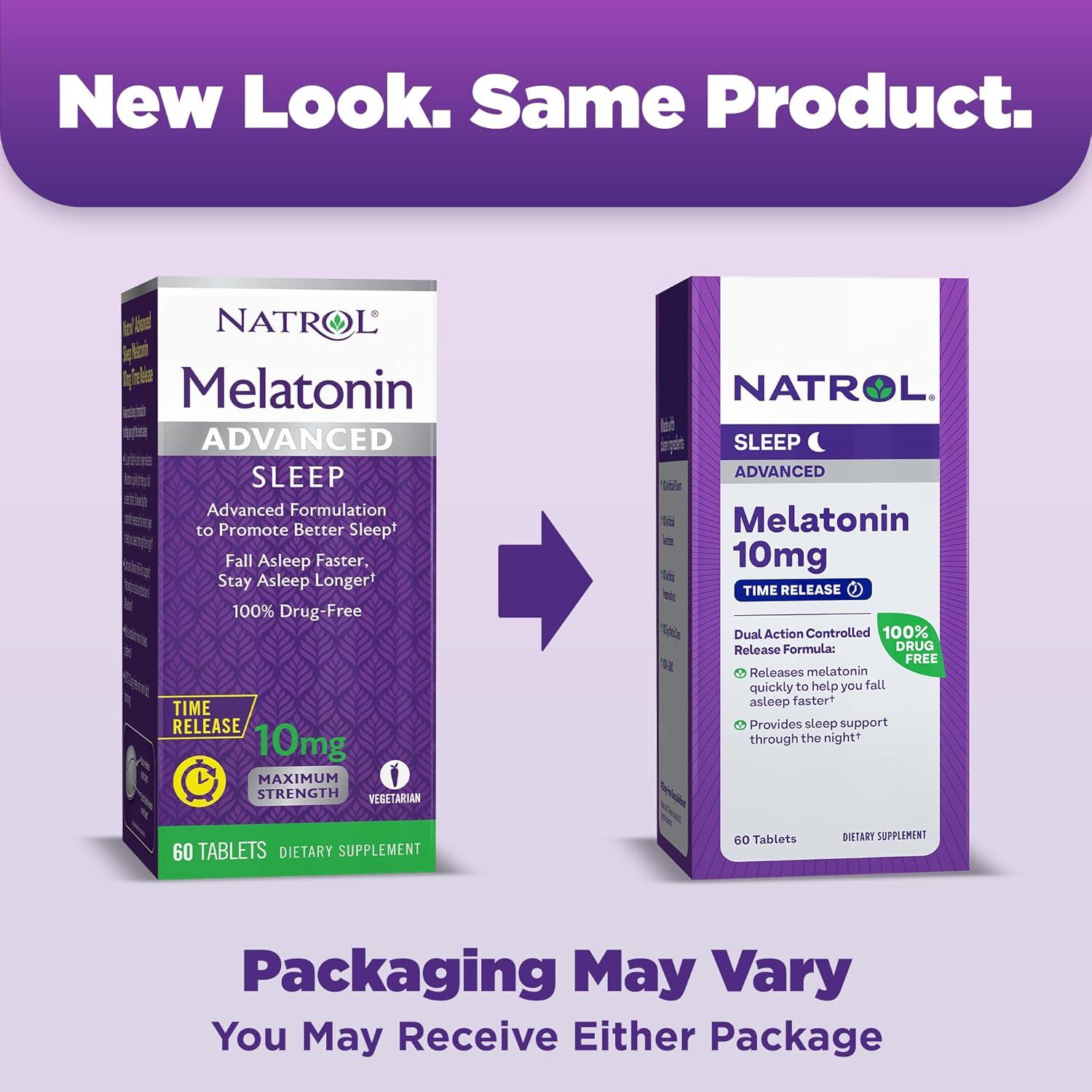 Natrol Melatonin Advanced Sleep Tablets with Vitamin B6 - Fall Asleep ...