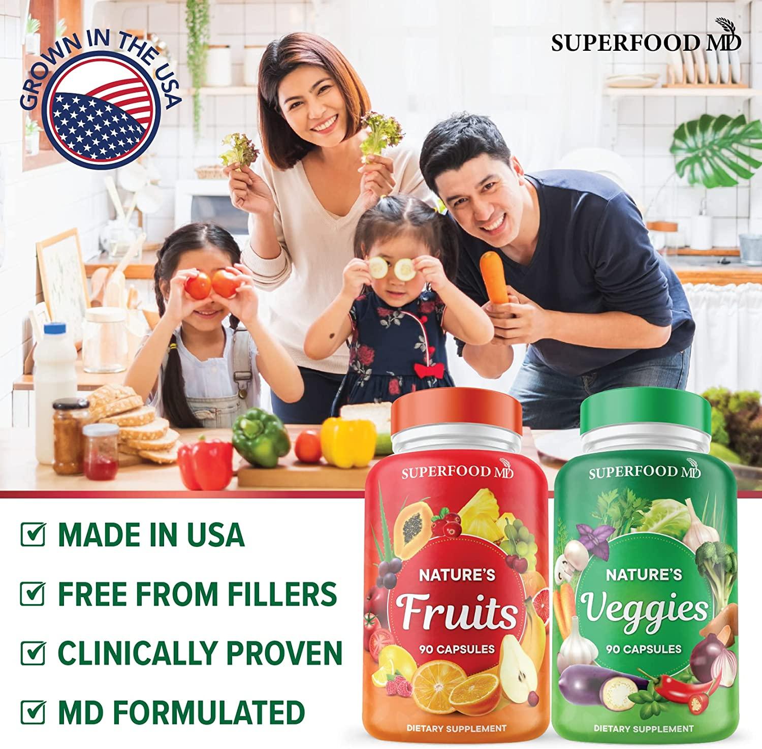 Superfood MD Fruits and Veggies Supplement - 90 Capsules Each - Natural ...