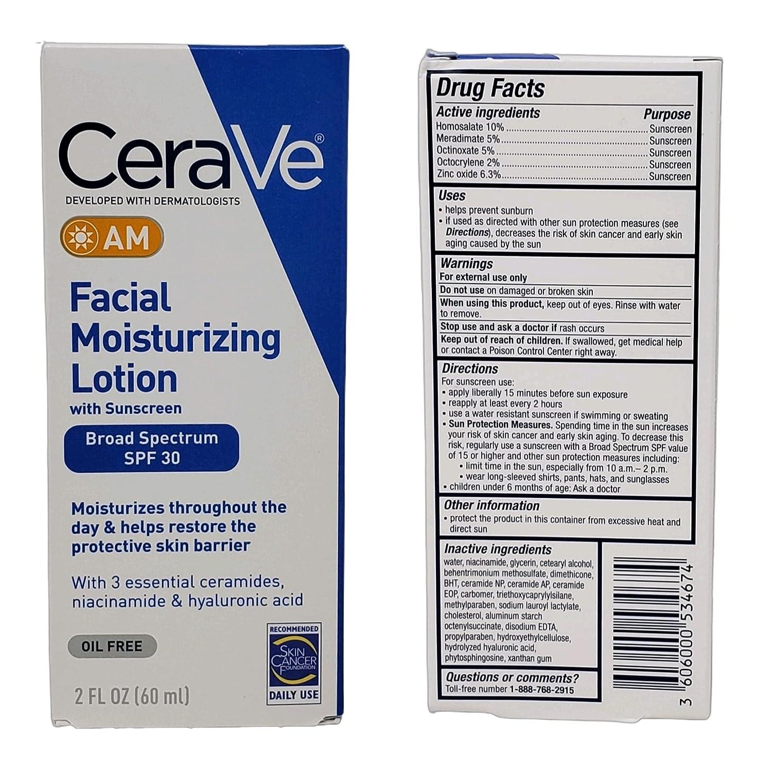 CeraVe Daily Skincare Bundle - Daily Moisturizing Lotion (12 oz) + AM ...