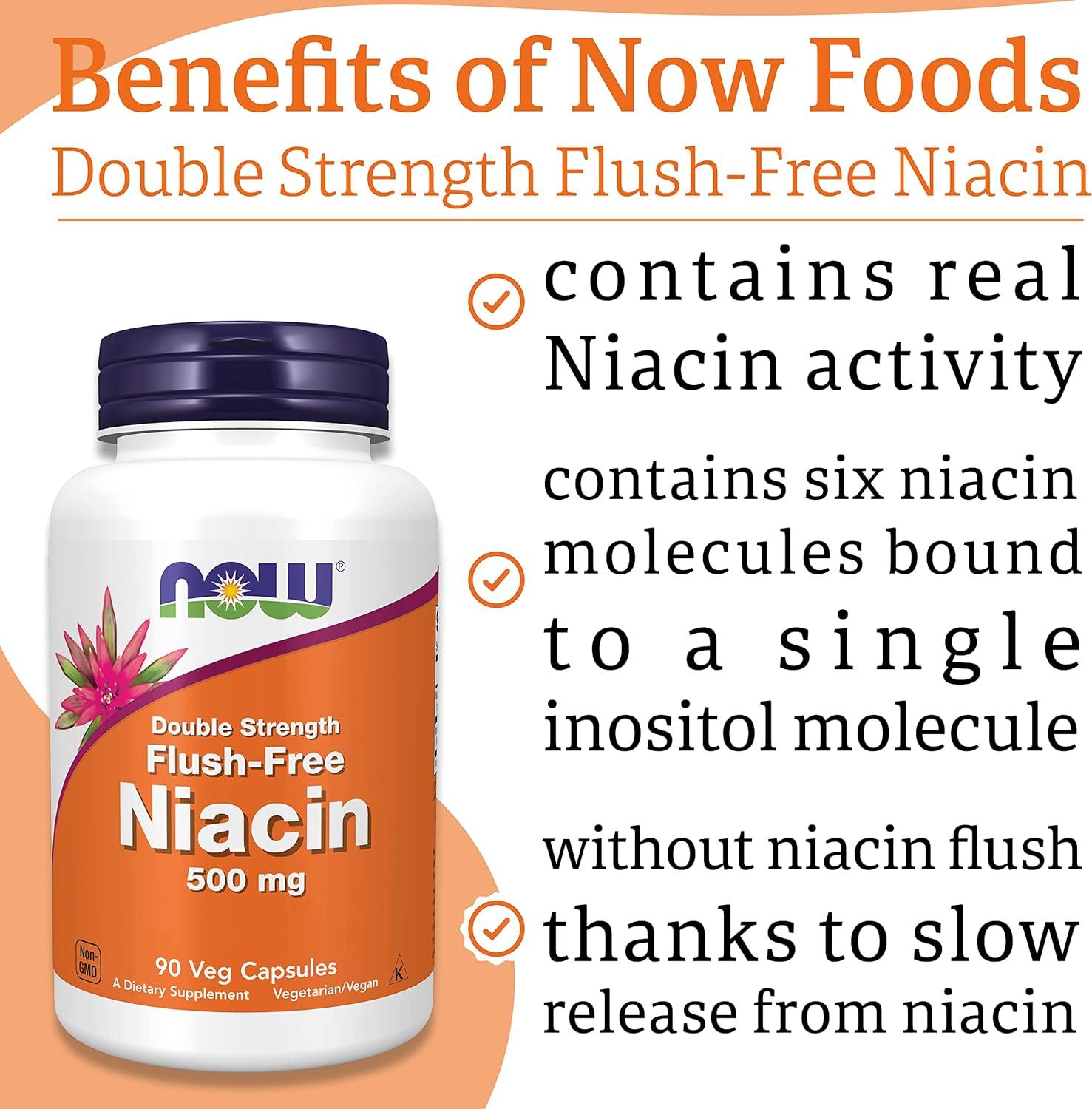 Now Foods Niacin 500mg - 90 Vegan Capsules | Lab-Tested Vitamin B3 ...