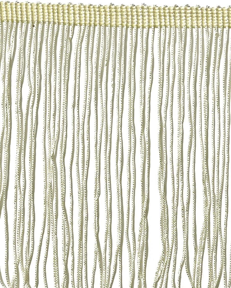 6 Long Chainette Fringe Thread Yarn Tassel Trim Braid - 5 Yards, Ivory ...