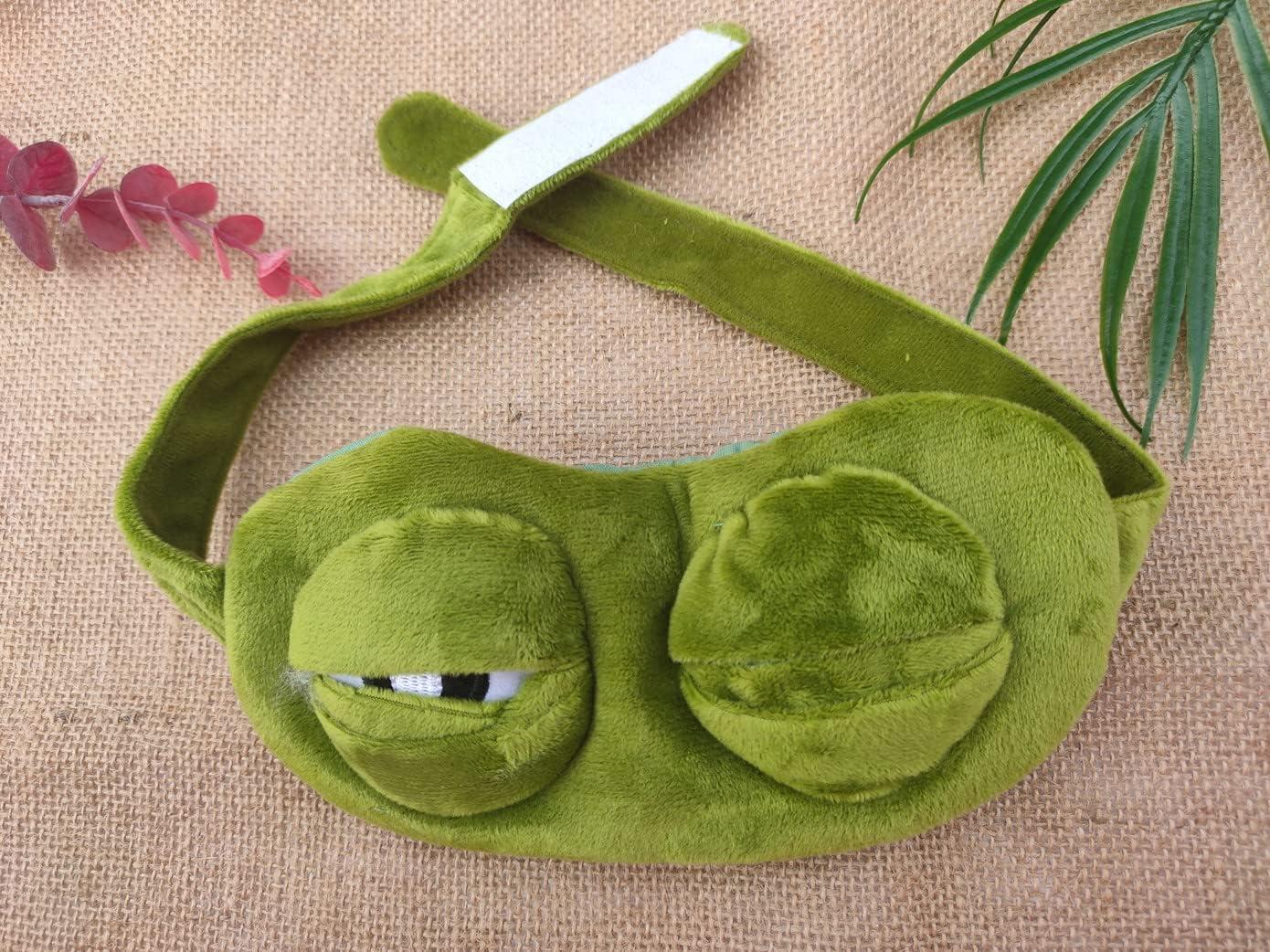 3D Frog Eye Sleep Mask - Cute Cartoon Sad Frog Design - Super Soft Eye ...