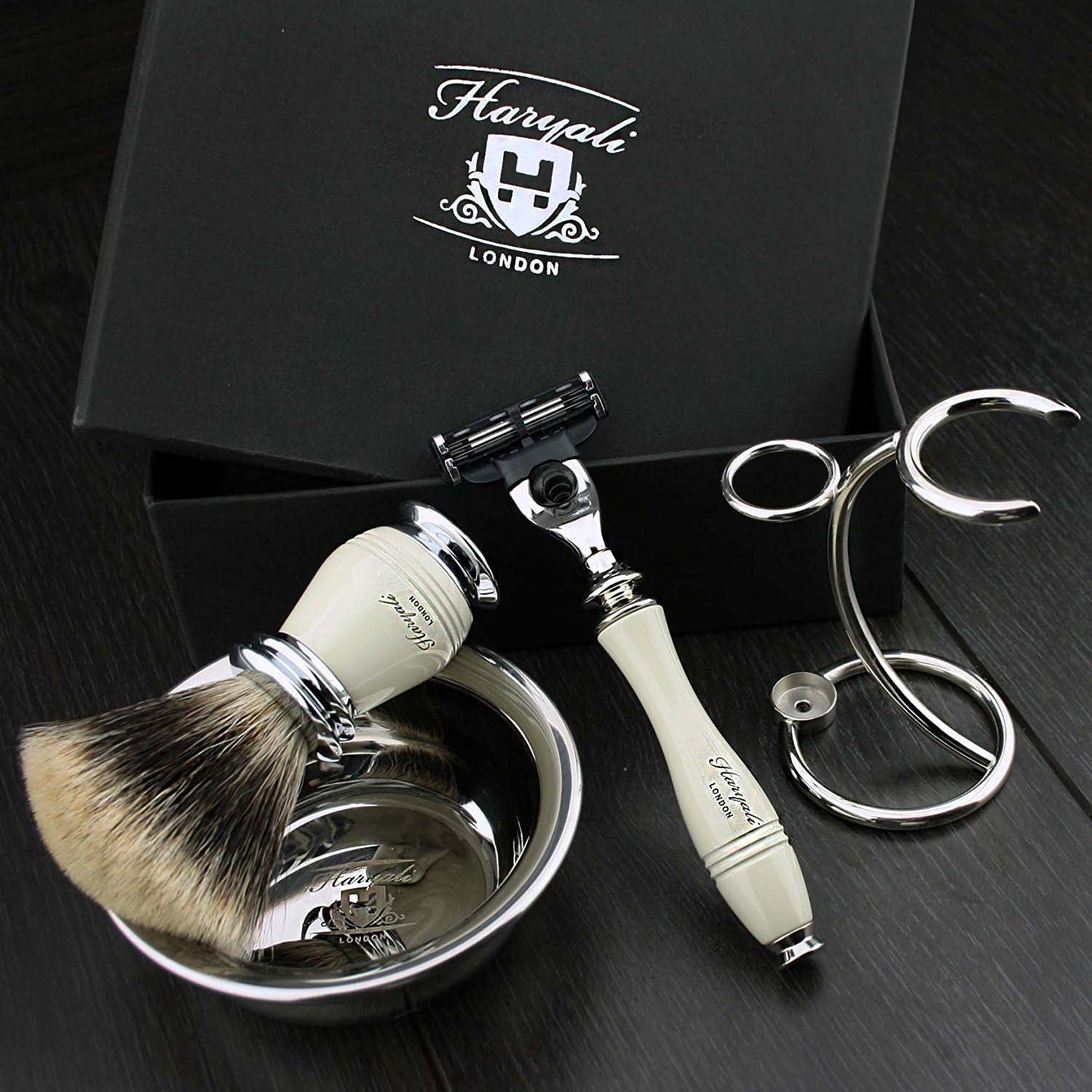 Ivory Men's 4-Piece Razor Set | MACH 3 Razors Silver Tip Brush ...