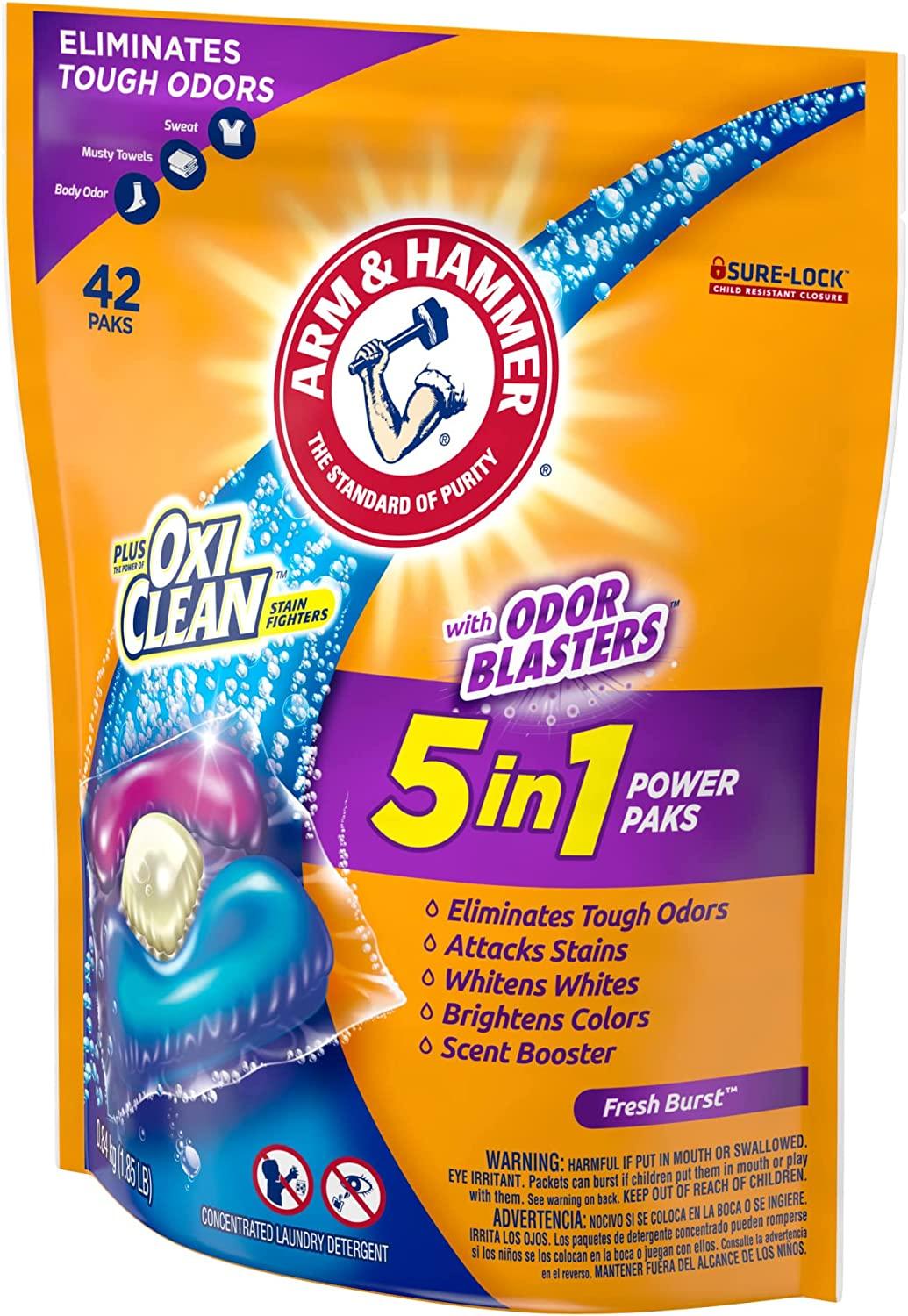 ARM & HAMMER Plus OxiClean with Odor Blasters 5-in-1 Laundry Detergent Power Paks - 42 Count ...