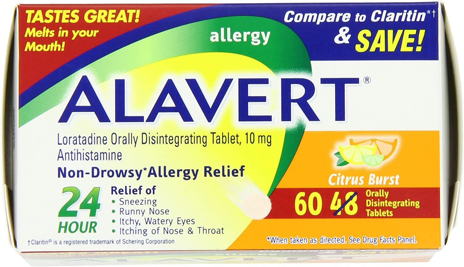 Alavert Allergy 24 HR Relief Citrus Burst 10mg 60ct | Non-Drowsy ...