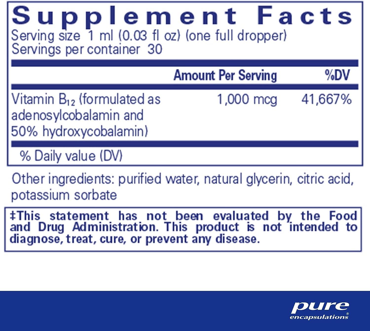 Pure Encapsulations Adenosyl/Hydroxy B12 Liquid - 1 fl. oz. | Nerve ...