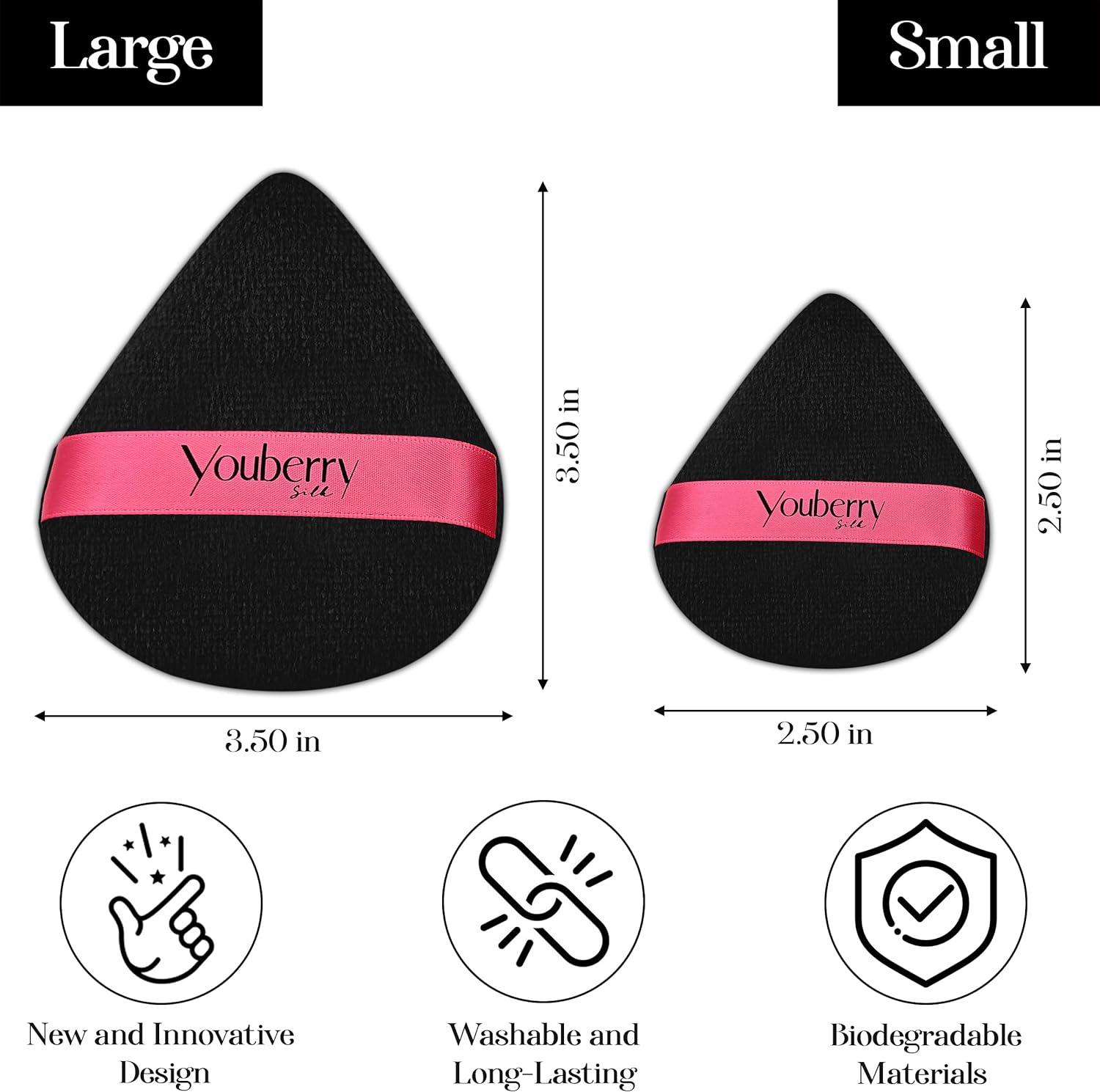 youberry Silk Powder Puff 2 Pcs - Small & Large Triangle Velvet Puff ...