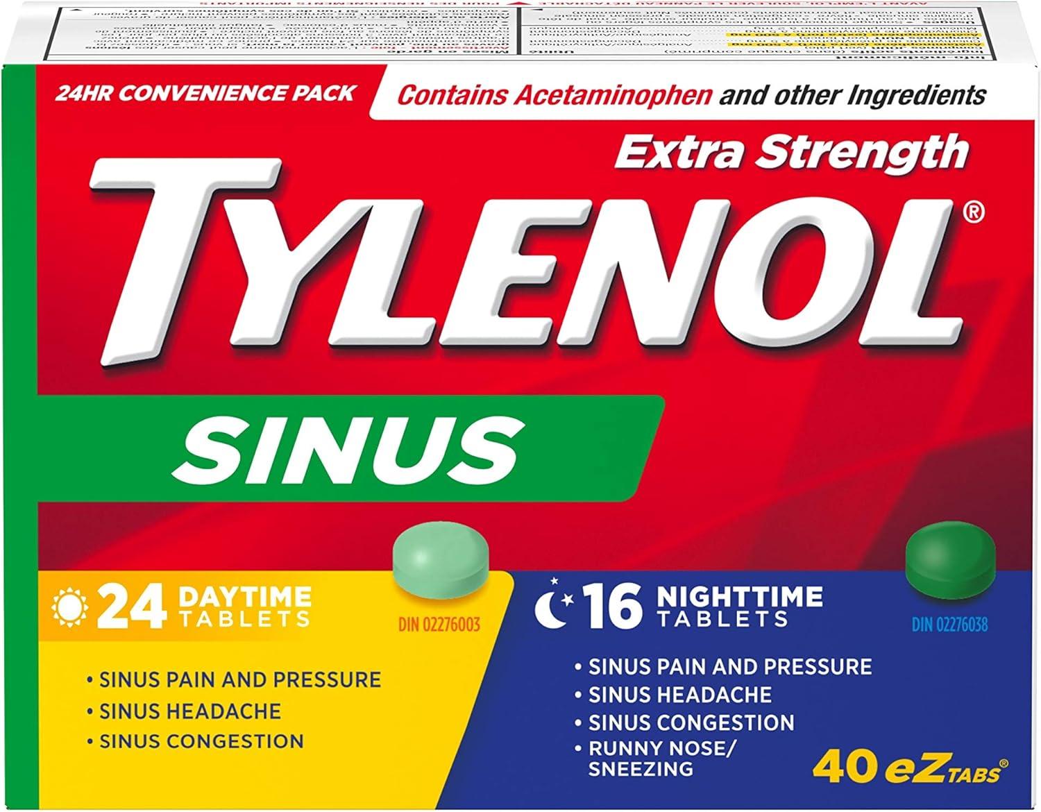 TYLENOL Sinus Extra Strength eZ Tabs Relieves Sinus congestion and ...