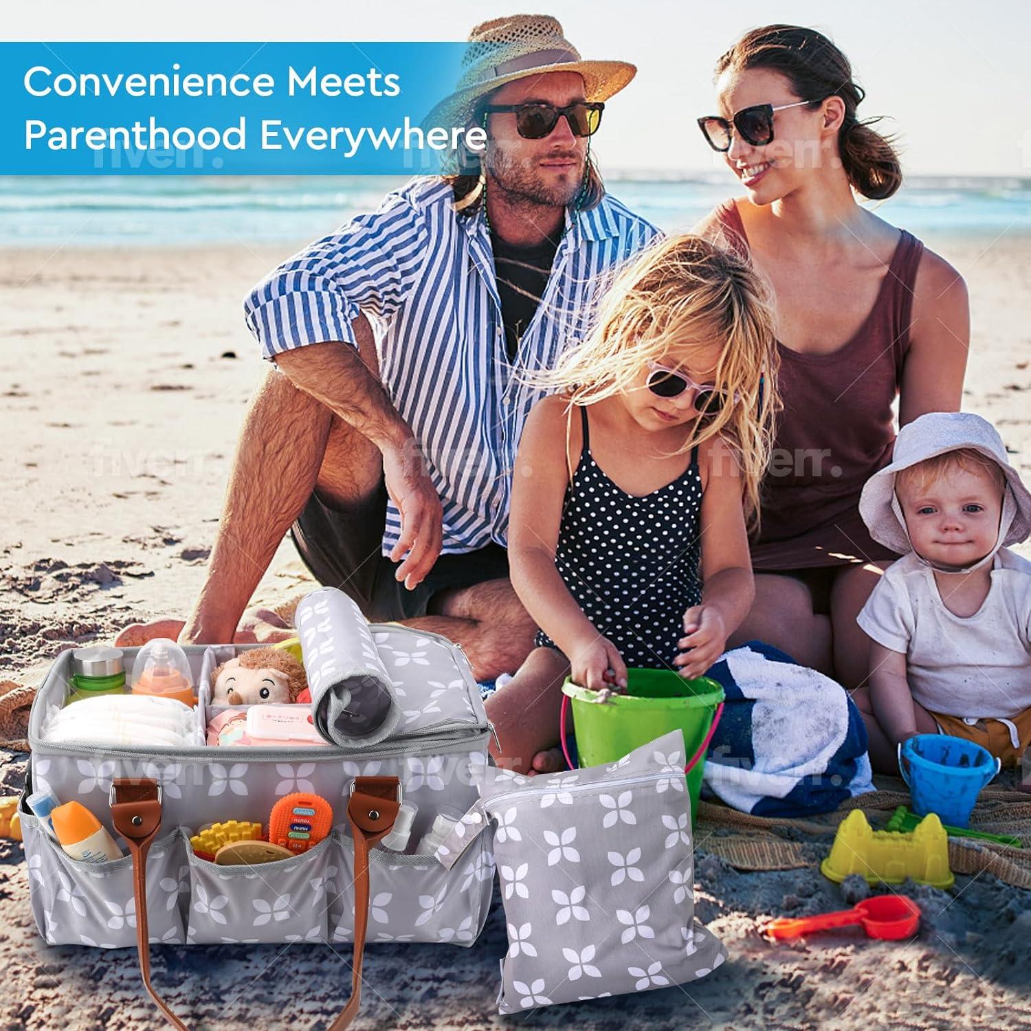 Moteph Extra Large Diaper Caddy with Zip-Top Cover and Changing Mat ...