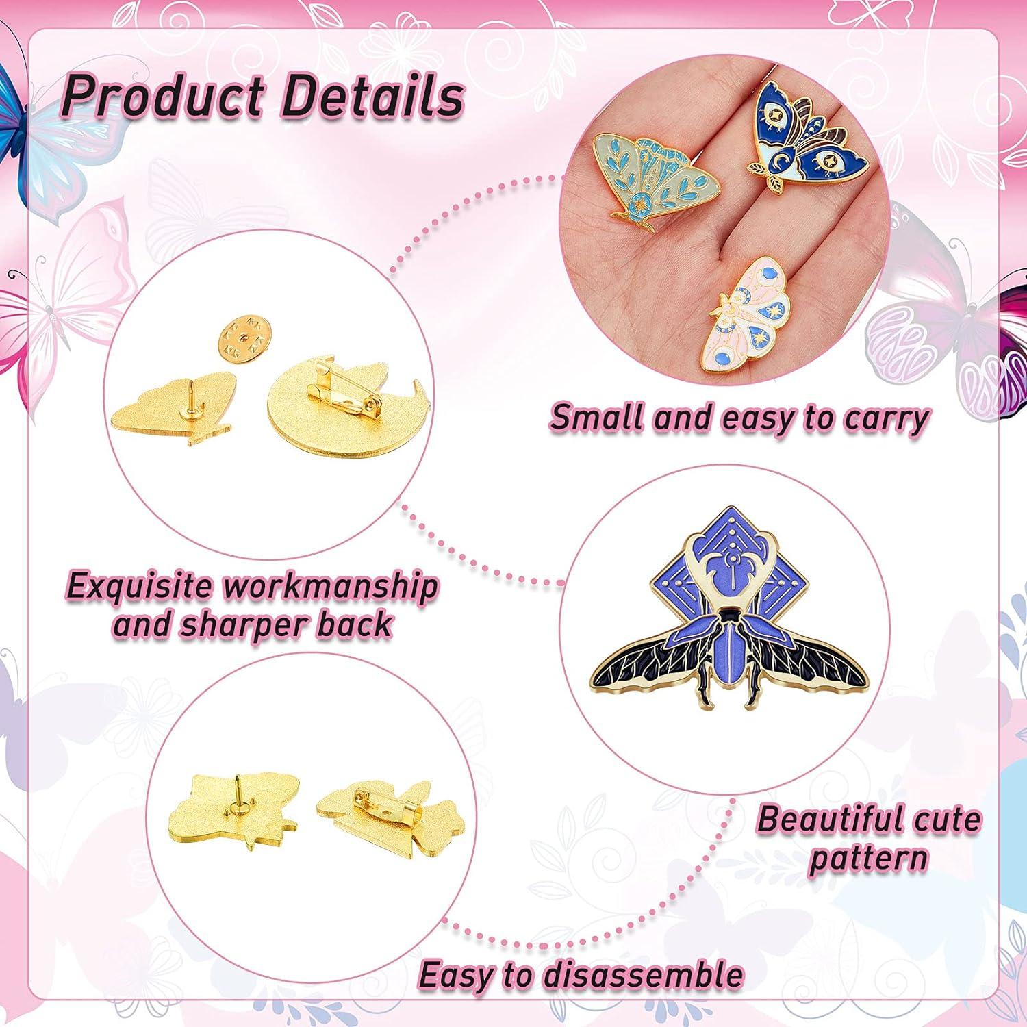 13-Piece Enamel Butterfly Moth Pins Set - Cool Steampunk Badge for ...