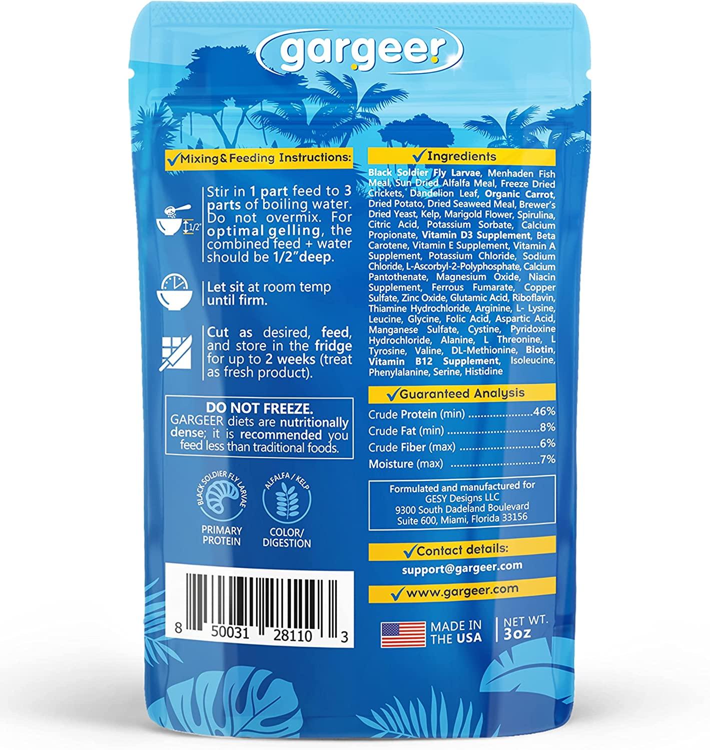Premium USA-Made Gargeer Bearded Dragon Food Gel Diet for Juveniles ...