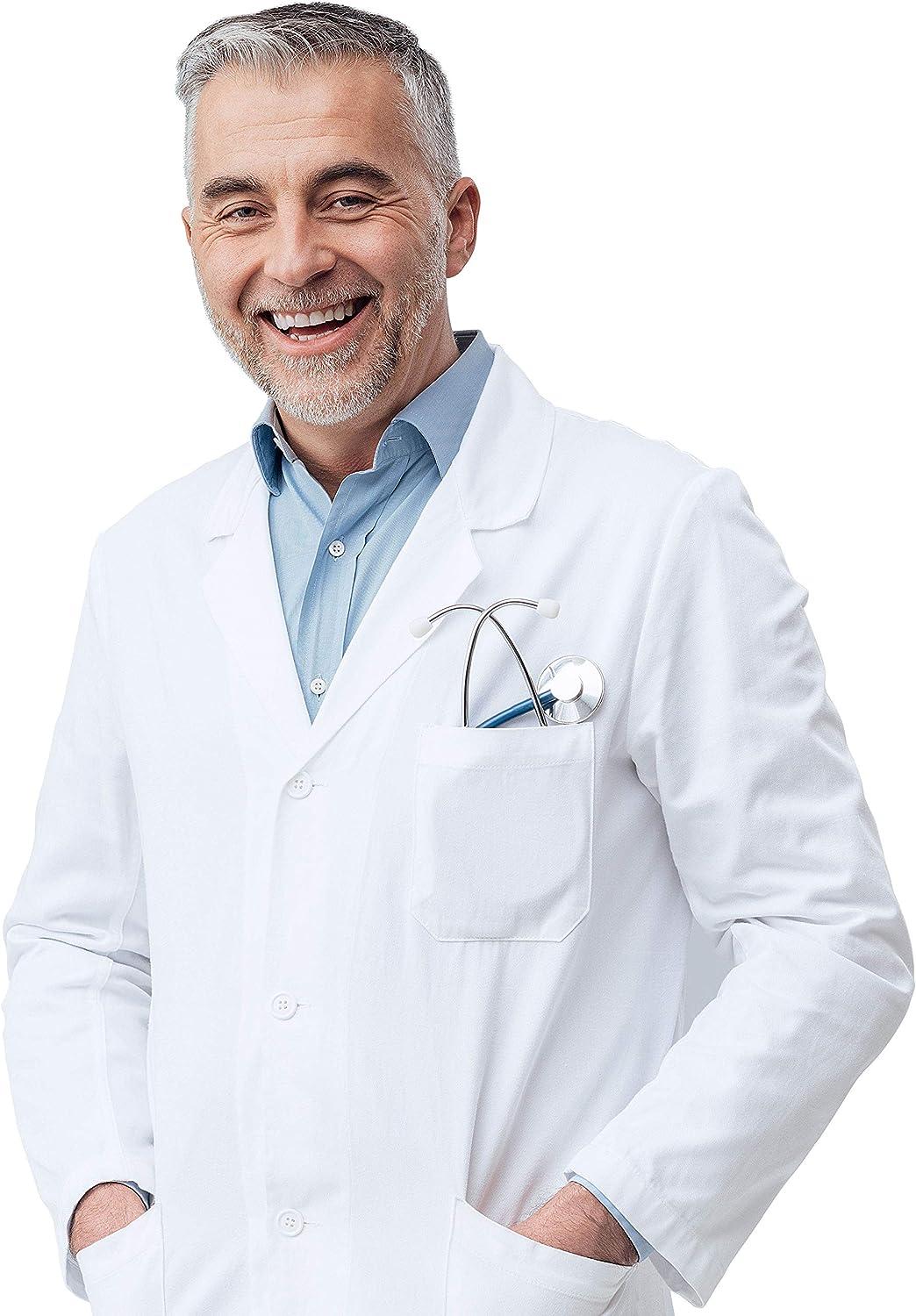 NY Threads Men's Professional Lab Coat - White, Full Sleeve, Poly ...