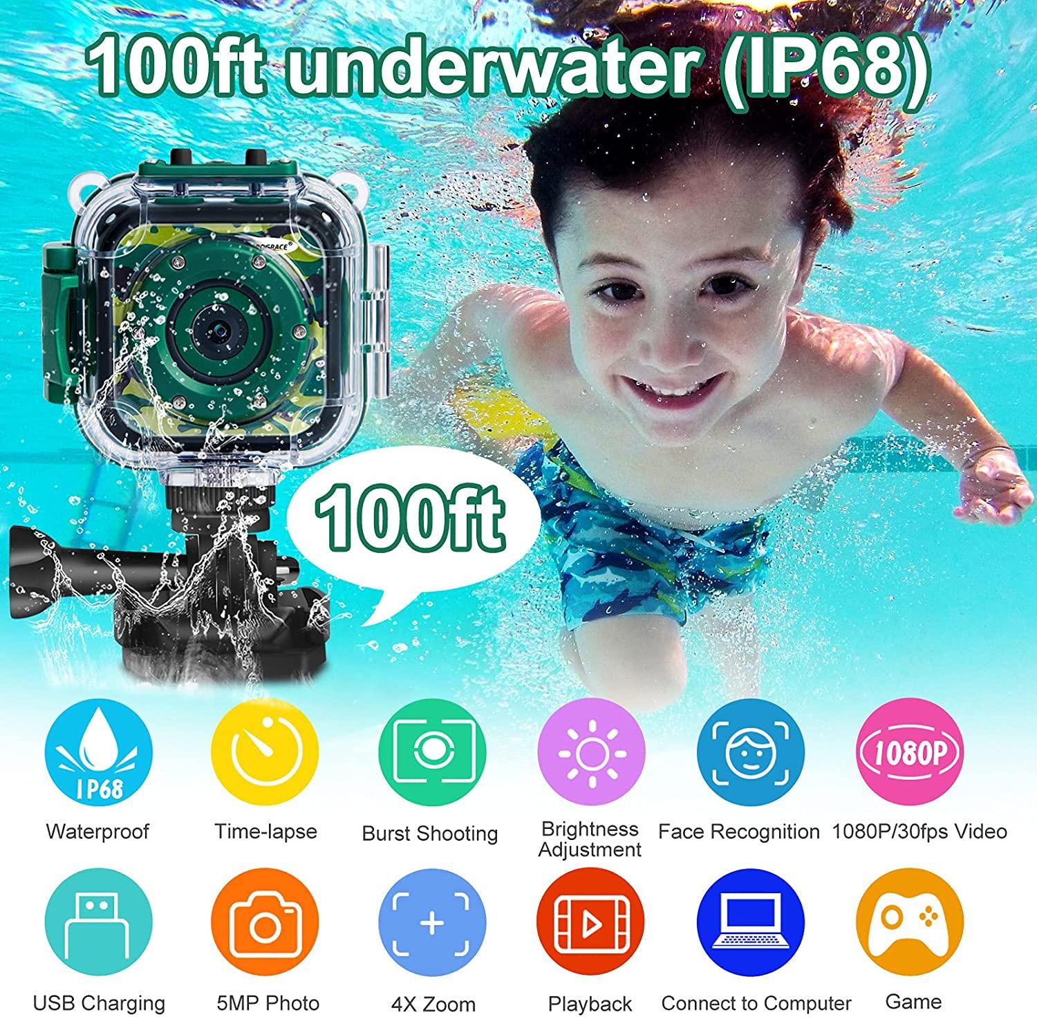 PROGRACE Kids Camera Waterproof Gift Toy - Children Digital Video ...