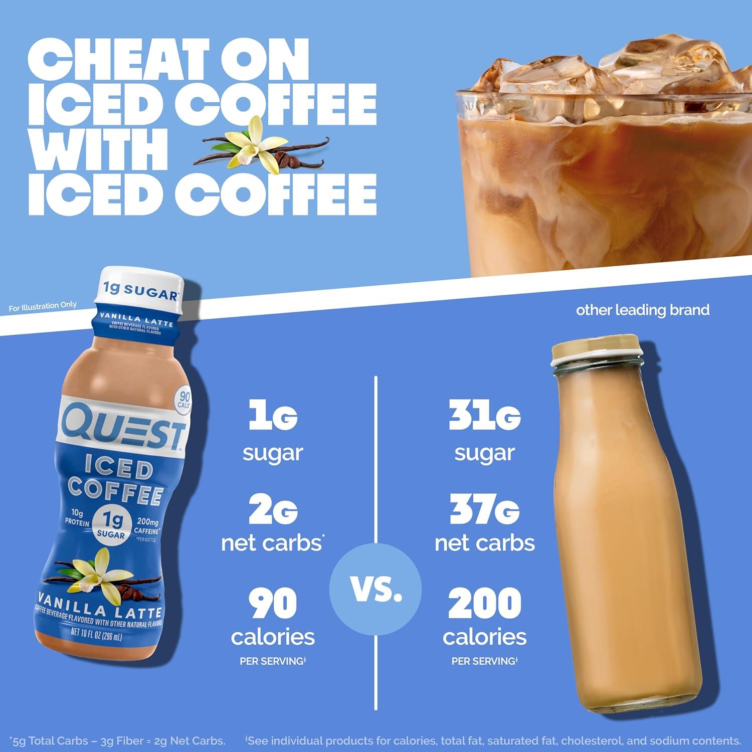 Quest Nutrition Iced Coffee Vanilla Latte - 1g Sugar 10g Protein 90 ...