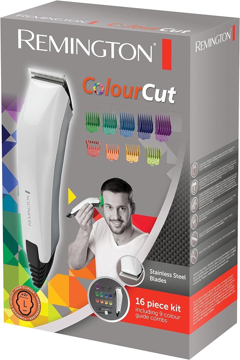 Remington HC5035 Corded Colour Cut Hair Clipper White and Grey White ...