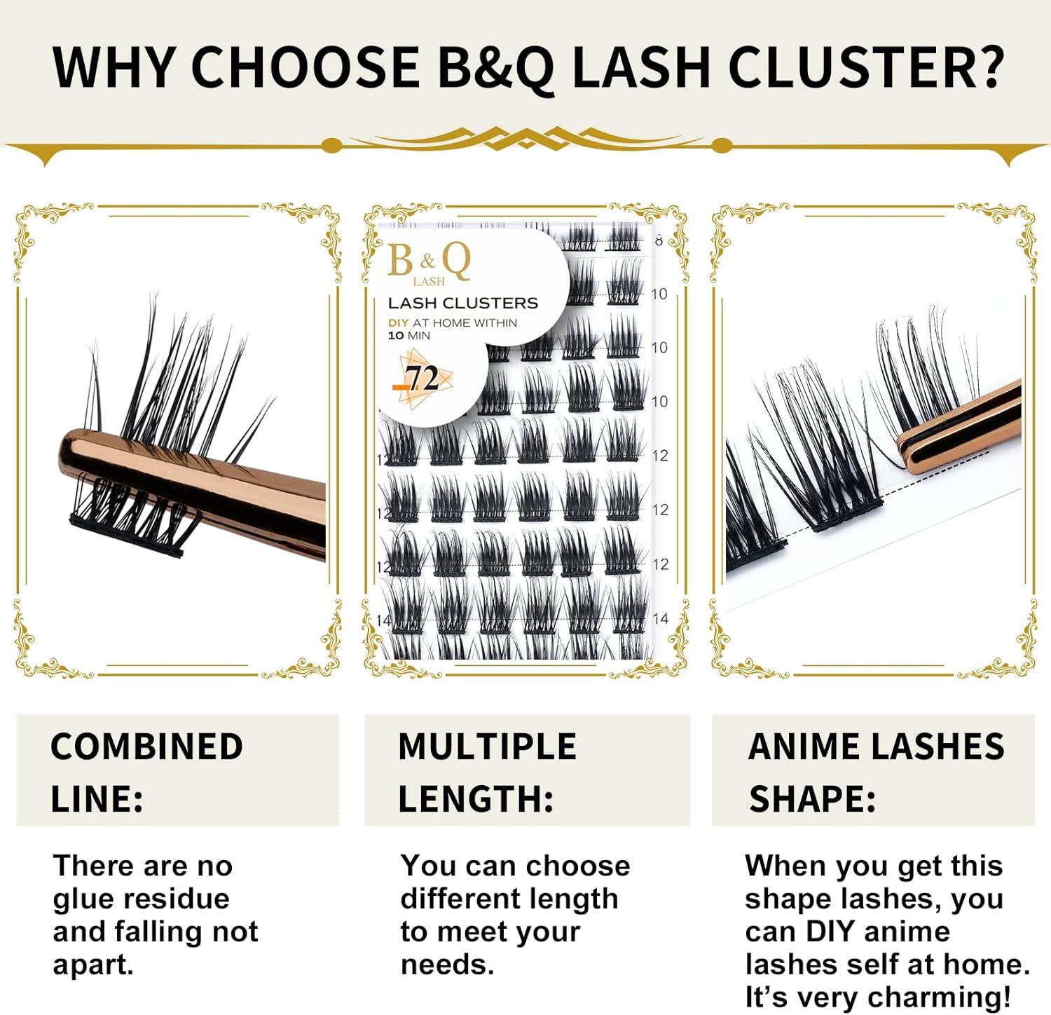B&Q D Curl Cluster Lashes - 72 Clusters | DIY Soft Fluffy Eyelash ...