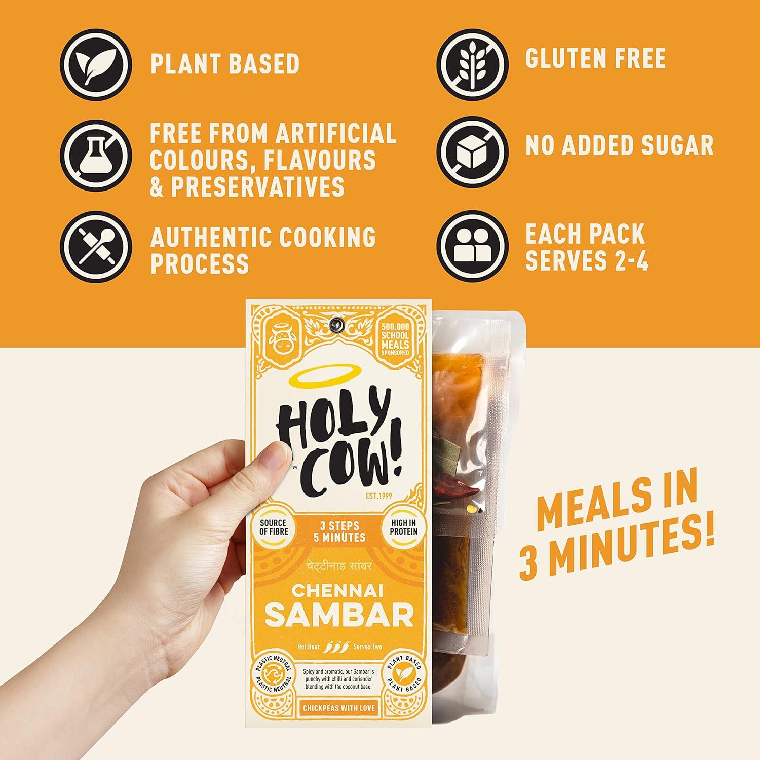 Holy Cow! Daal Curry Kit (5 x 400g) Sambar Dahl Gluten Free Vegan Curry ...