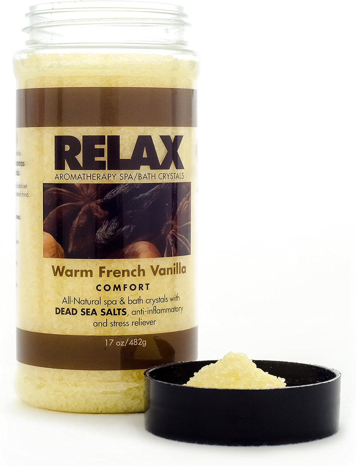 Premium Warm French Vanilla Epsom Salts (17 oz) - Natural Dead Sea Bath ...