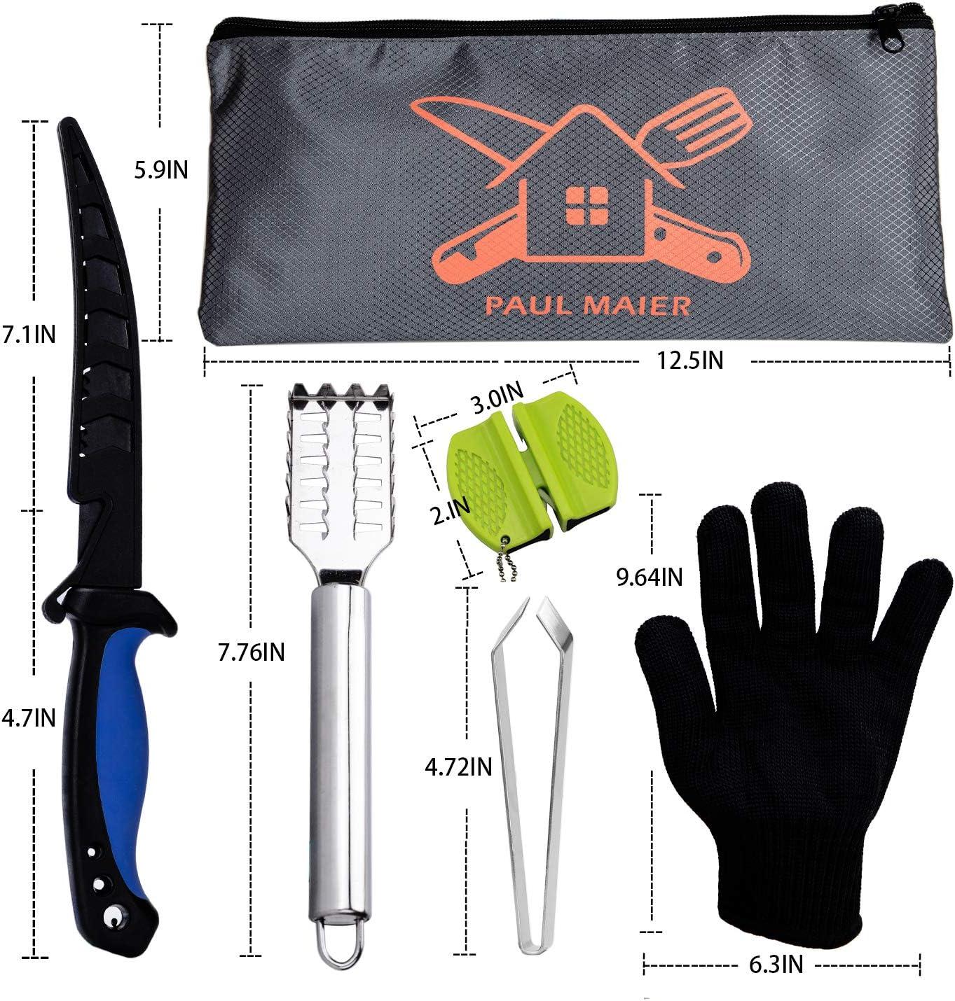 6-Piece Fish Cleaning Kit with Fillet Knife, Gloves, Scale Remover ...