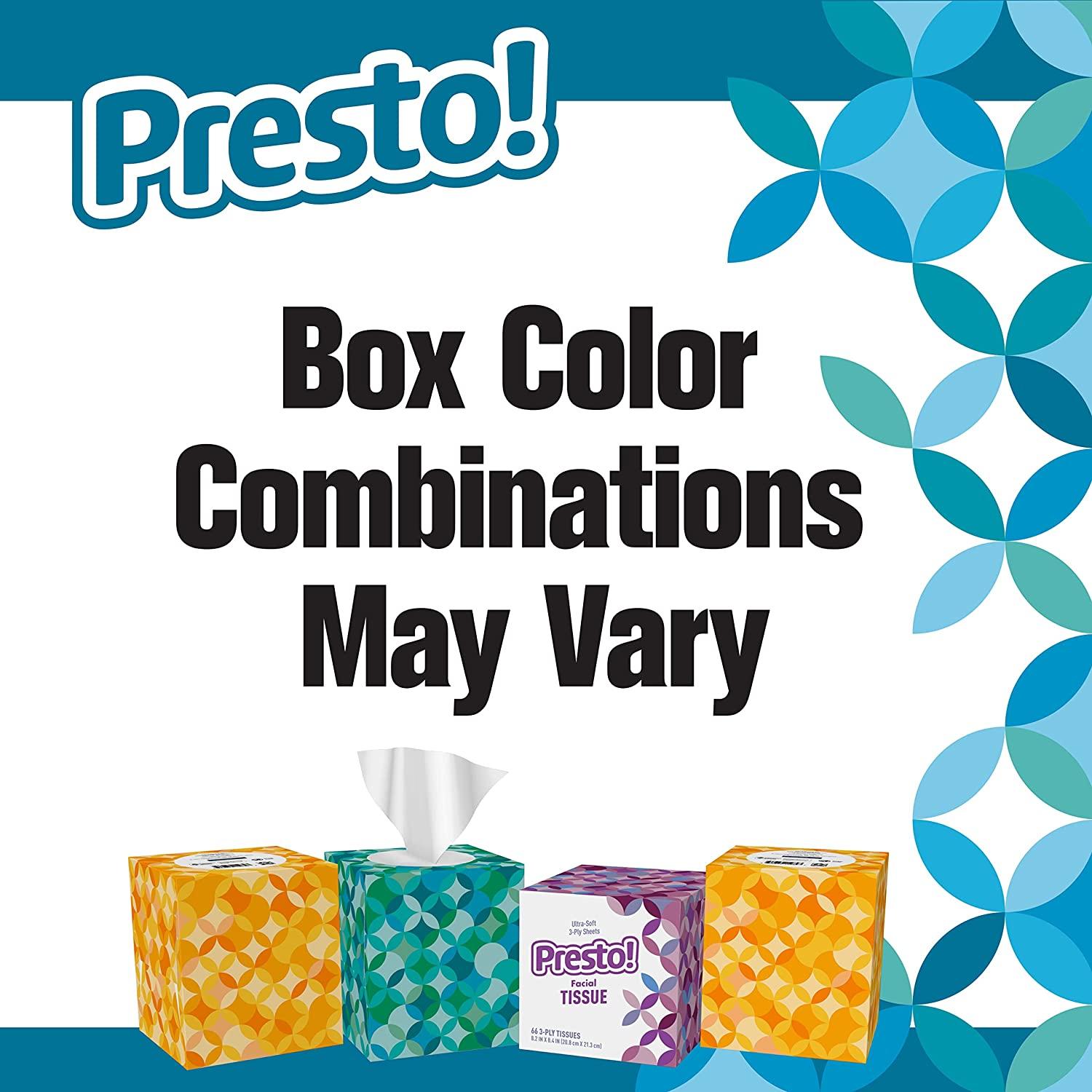 Presto! Ultra-Soft Facial Tissues - 3-Ply, 66 Count per Box (Pack of 18 ...
