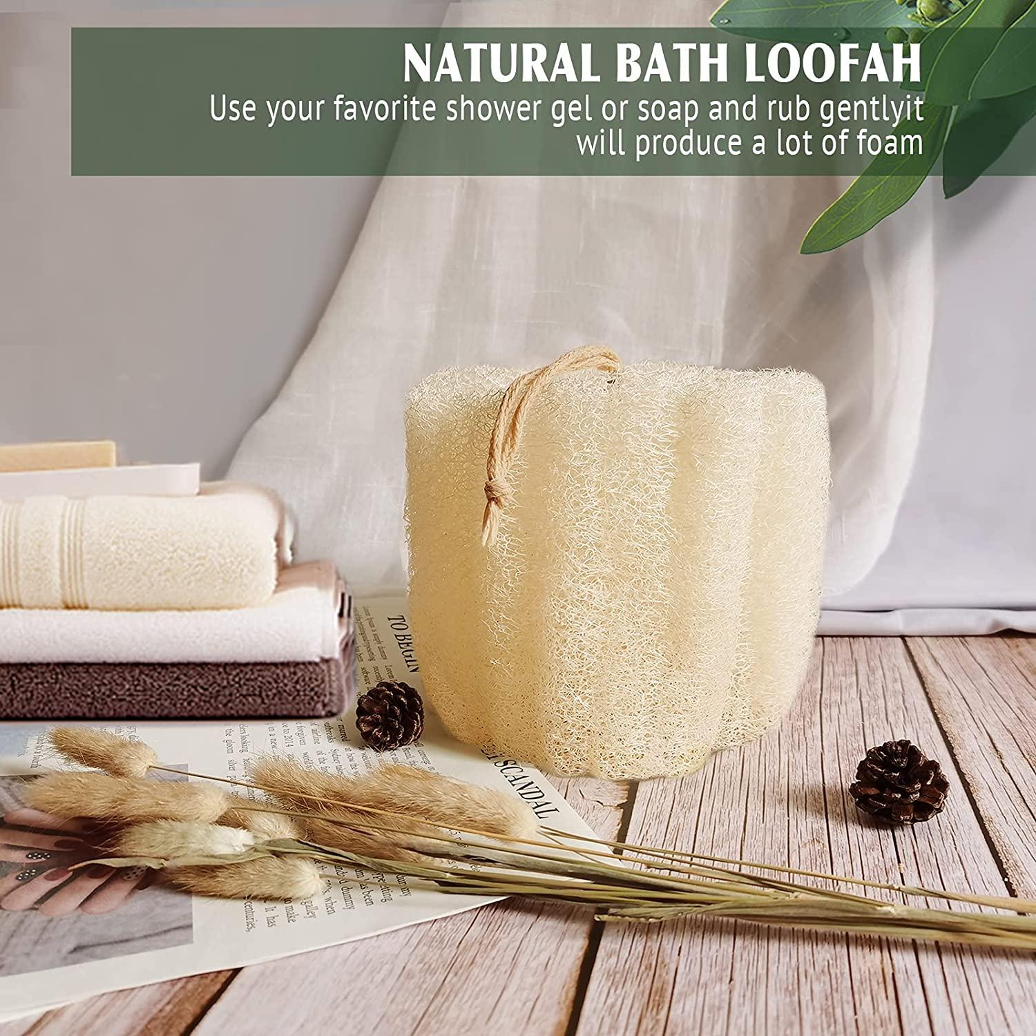 Natural Shower Loofah Sponge - Bath Exfoliating Body Scrubber - Soft ...