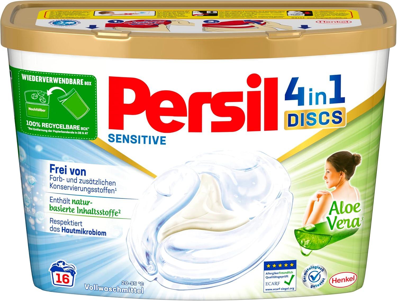 Persil Sensitive 4in1 Discs - Full Detergent 96 WL (6 x 16 Wash Loads ...