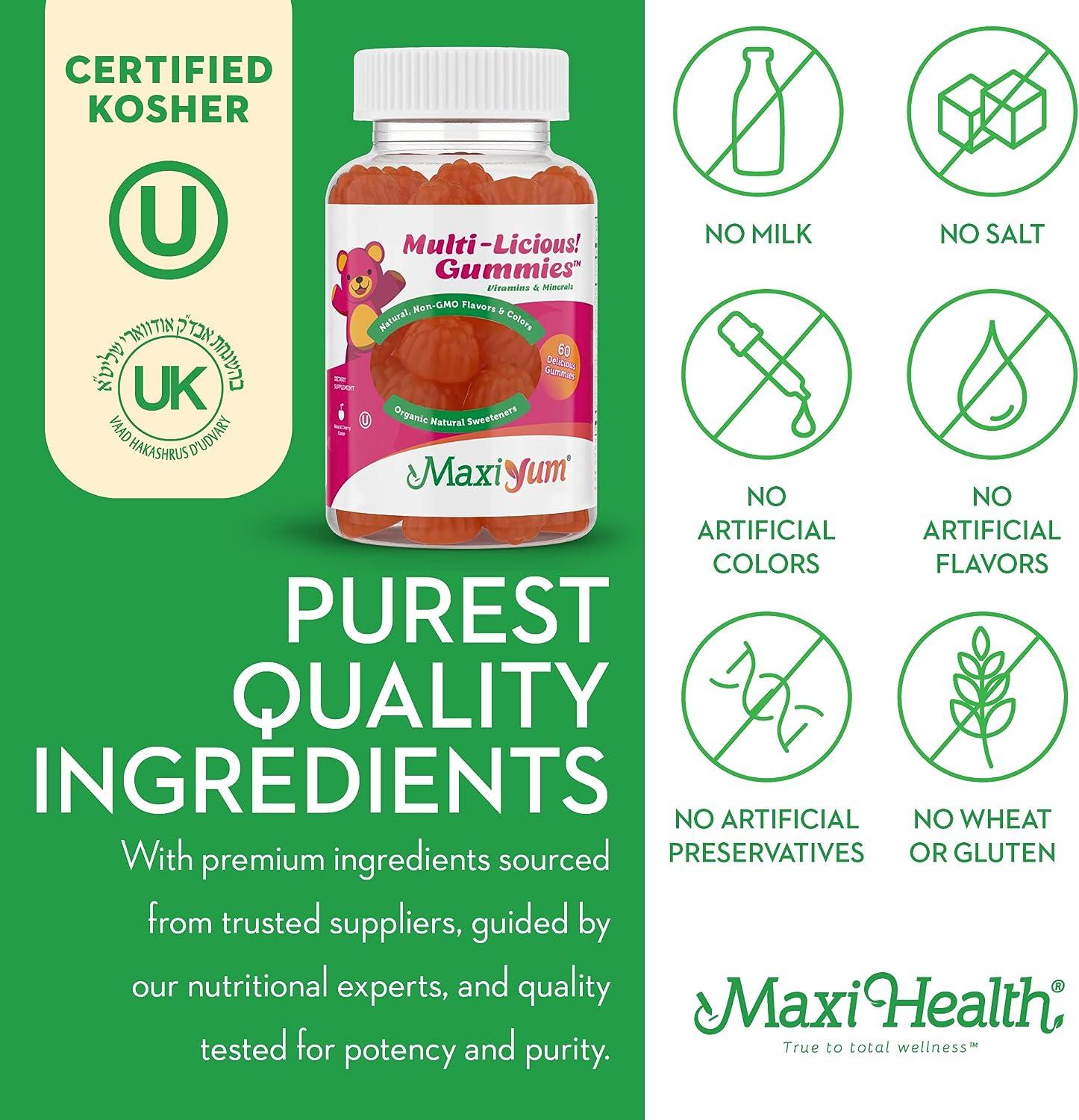 Maxi Health Multivitamin Gummies Vitamins for Adults & Kids - Cherry ...
