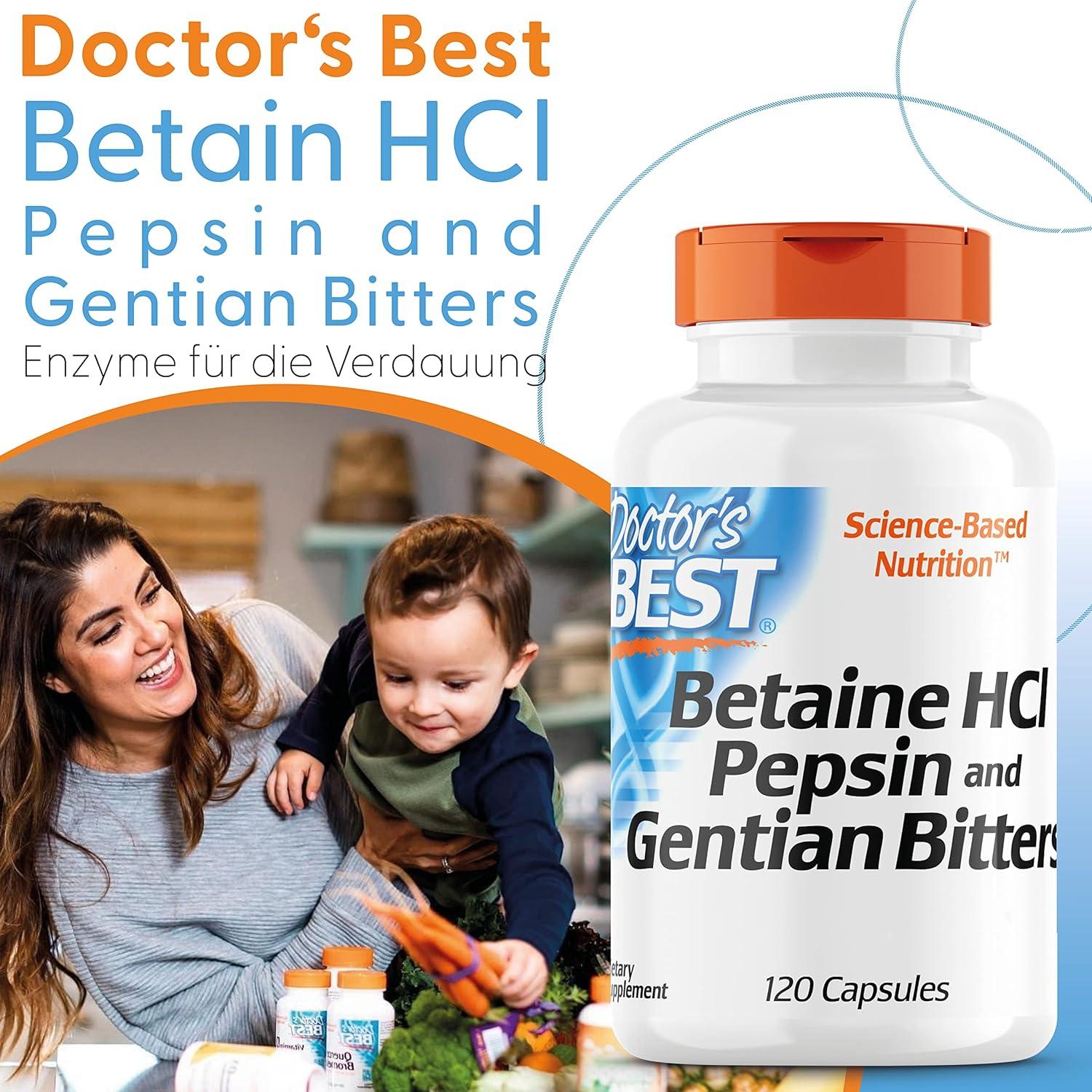 Buy Doctor's Best Betaine HCl with Pepsin & Bitter Enzian - High Dose ...