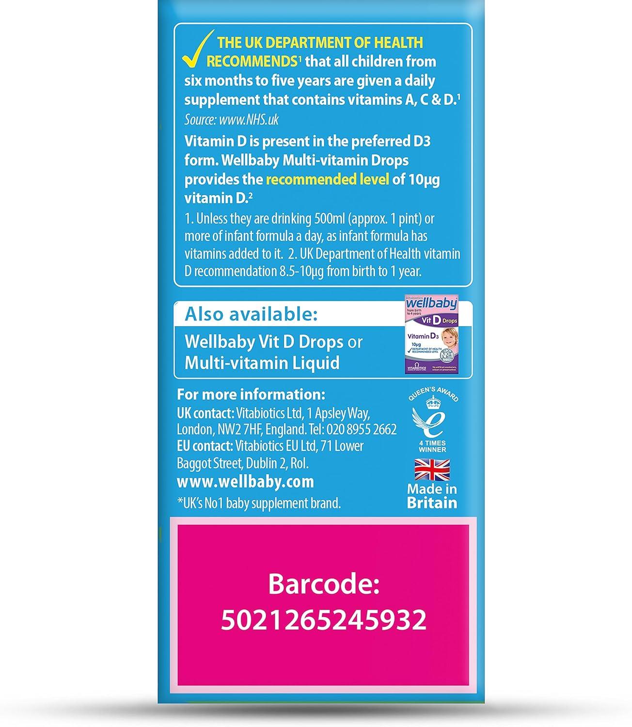 Vitabiotics Wellkid Baby Drops 30ml - Essential Multivitamin for Babies ...