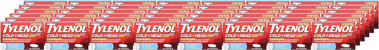 Tylenol Cold Congestion Caplets 24 Count - Pack of 48 | Fast Relief for ...