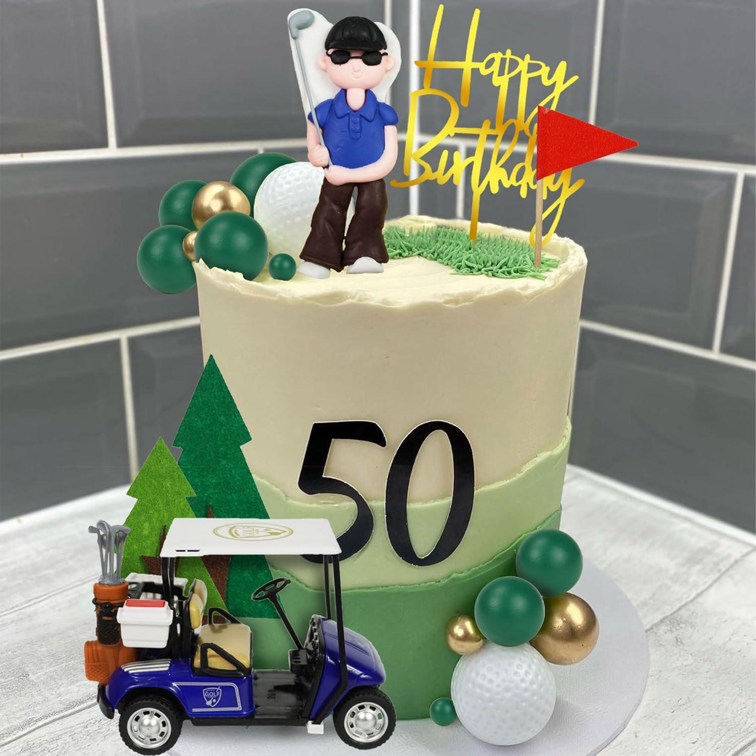 DRWATE Golf Cake Toppers Golf Carts Clay Golf Figurine Cake Decorations ...