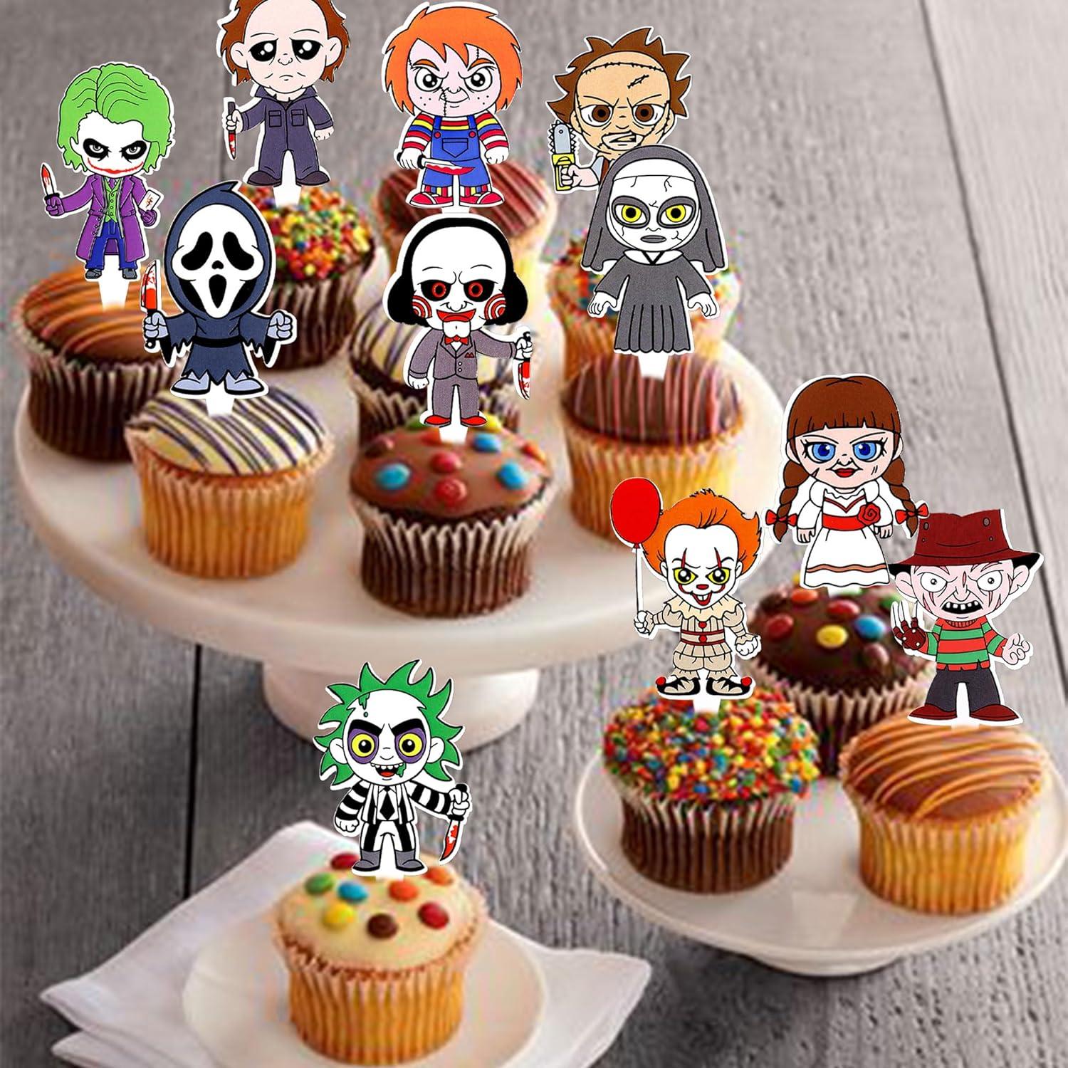 Ercadio 36 Pack Horror Classic Movie Cupcake Toppers Horror Movie ...