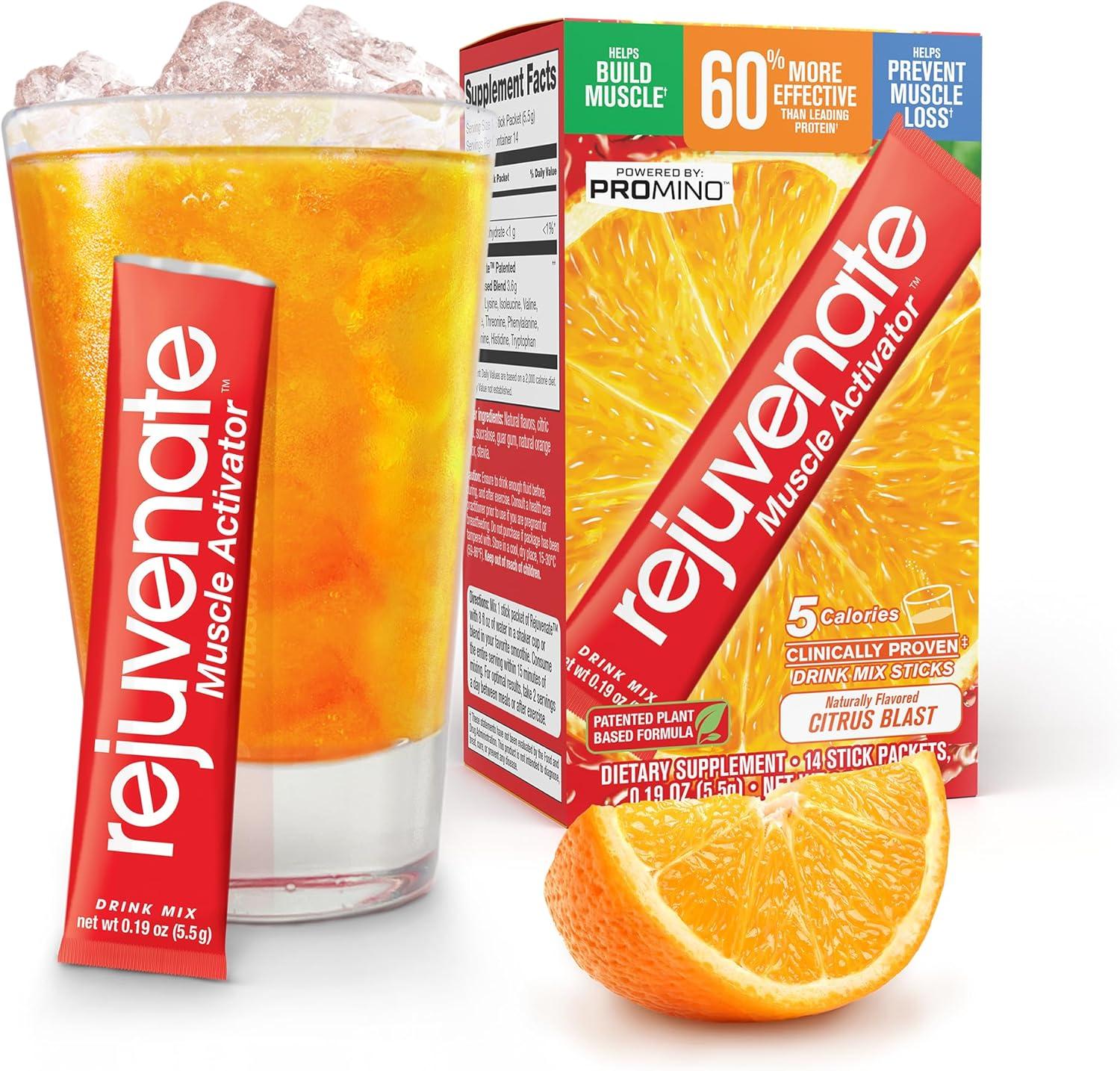 Rejuvenate Muscle Activator Drink Mix Sticks, Single Serving Protein ...