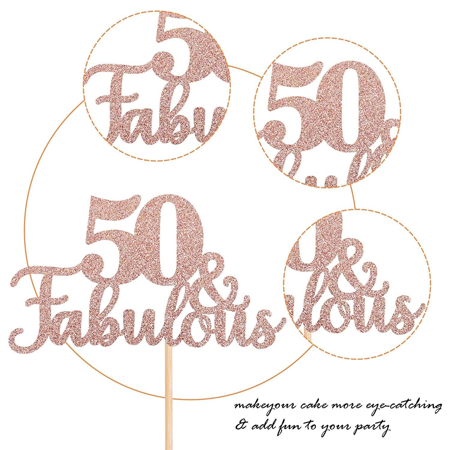 50 And Fabulous Glitter Cake Topper Happy 50th Birthday And Anniversary