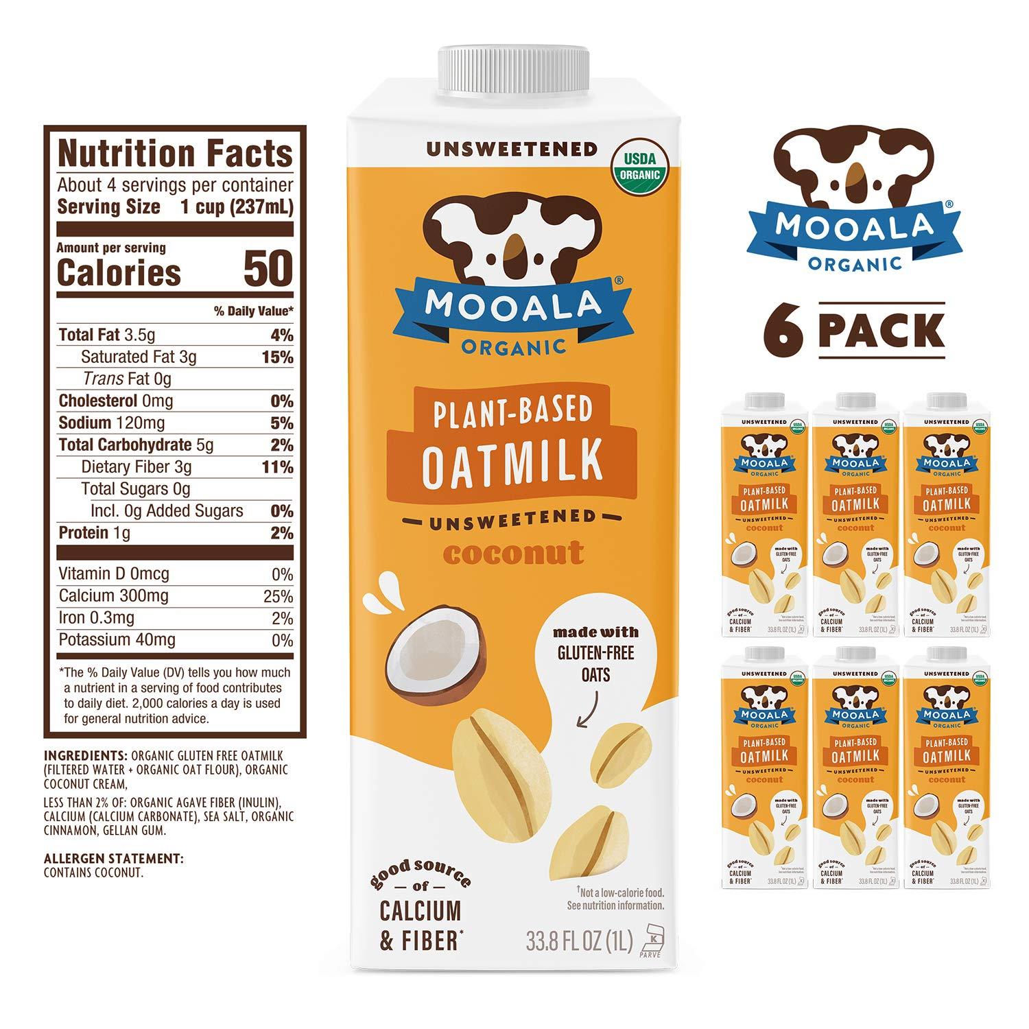 Mooala Organic Coconut Oatmilk Unsweetened 1L (Pack of 6) | Non-Dairy ...