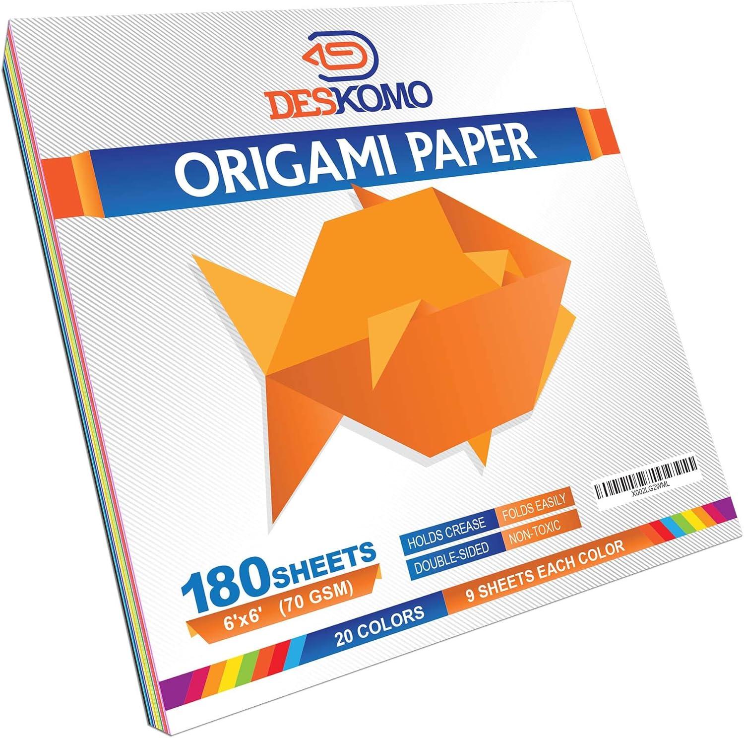Deskomo Origami Paper for Kids - Double Sided - 180 Sheets - 20 Vibrant ...