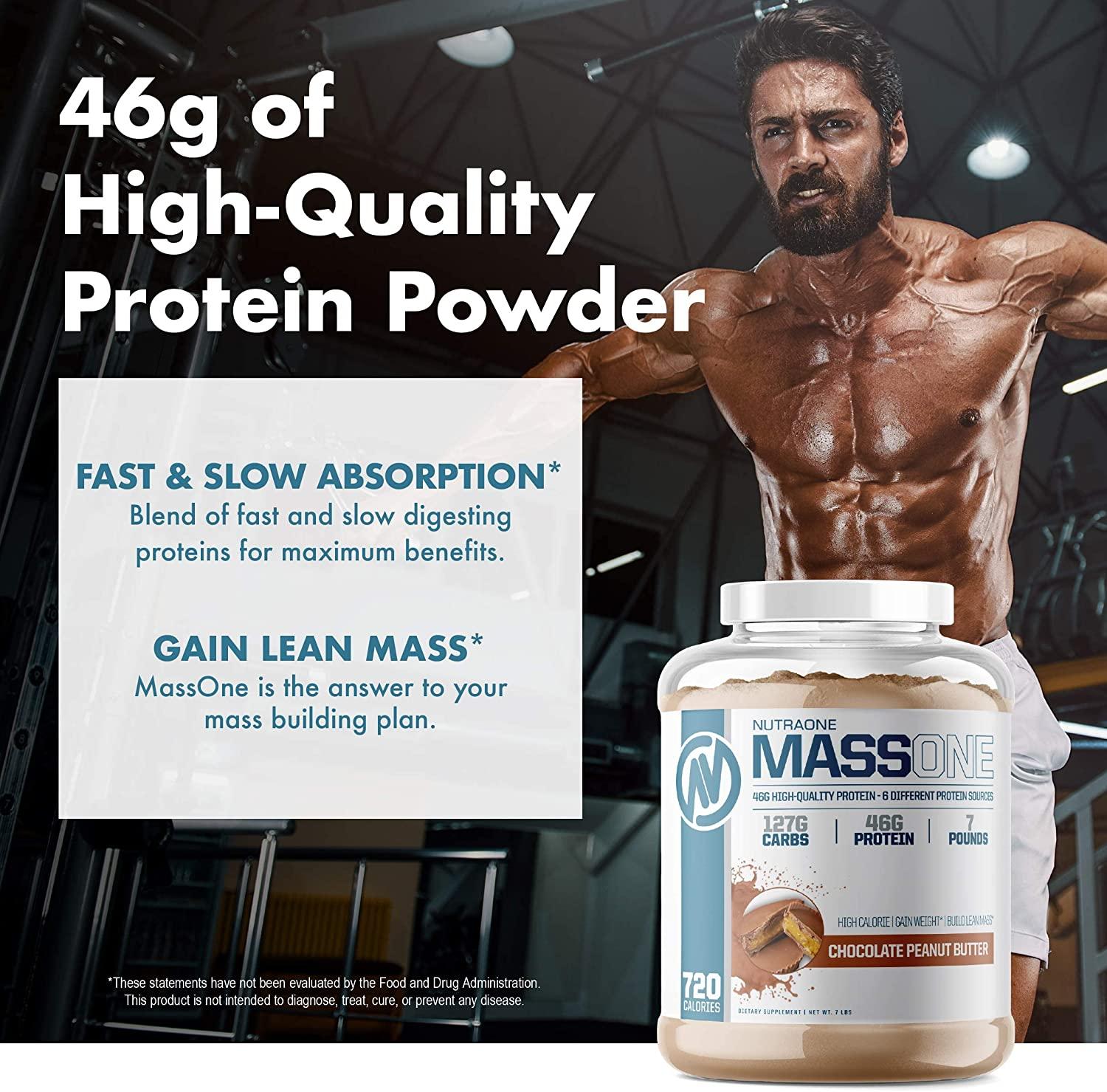 NutraOne Massone Mass Gainer Protein Powder - Chocolate Peanut Butter 7 ...