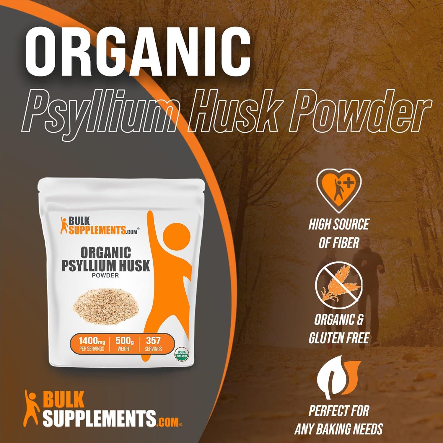 Organic Psyllium Husk Powder - Fiber Supplement for Baking | 500g (1.1 ...