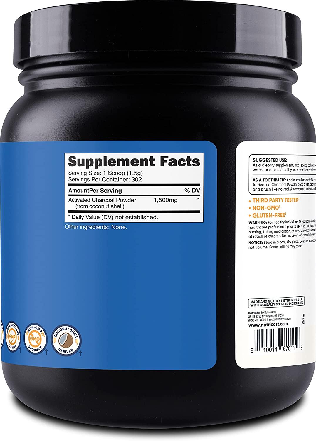 Nutricost Activated Charcoal Powder 1lb - Food Grade, Vegetarian ...